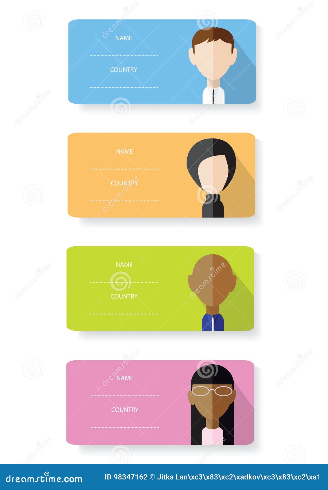 Vector Flat Design Cards with People Faces Stock Vector - Illustration ...