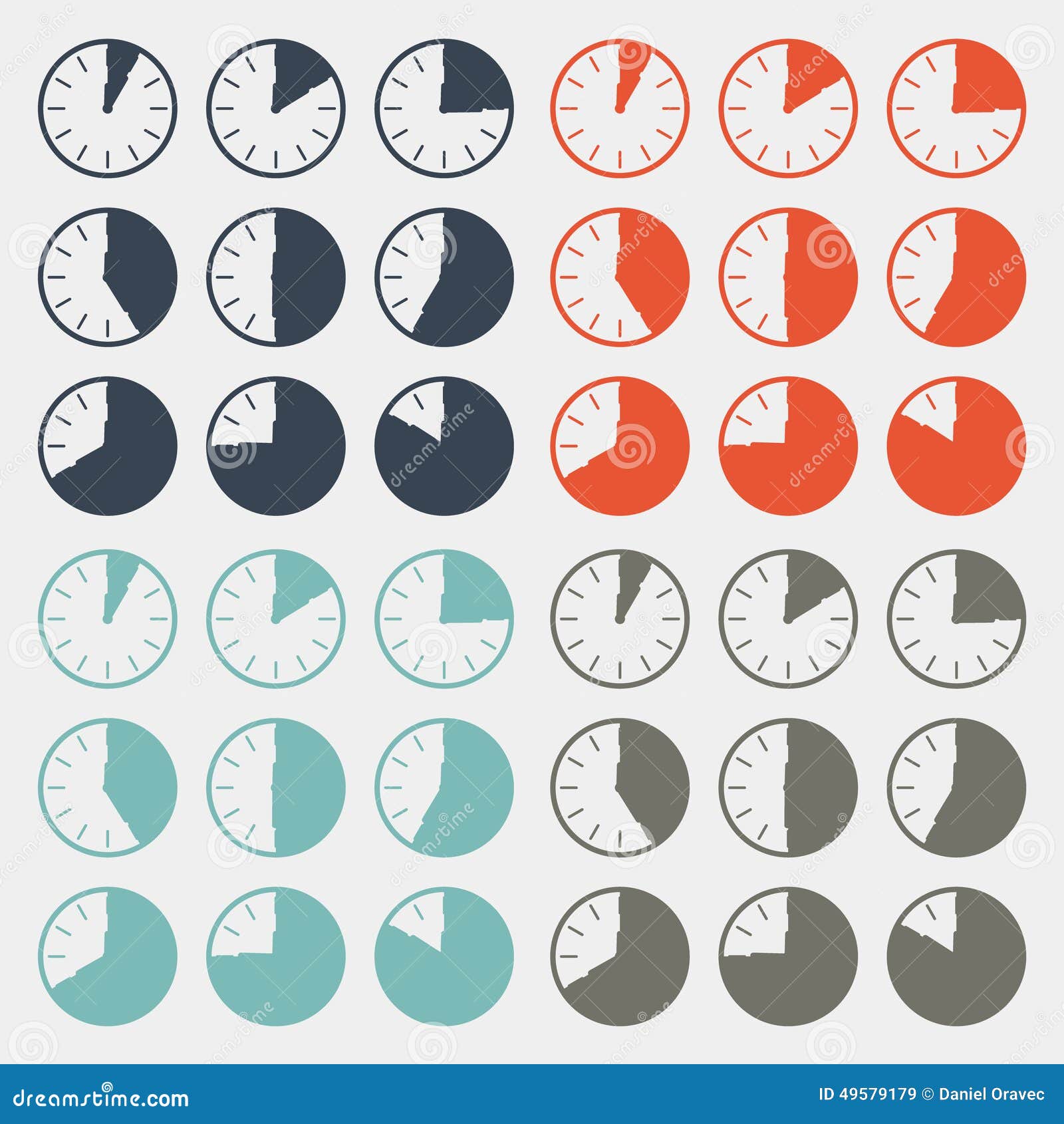 Vector Flat Design Clock Set Stock Vector - Illustration of timer ...
