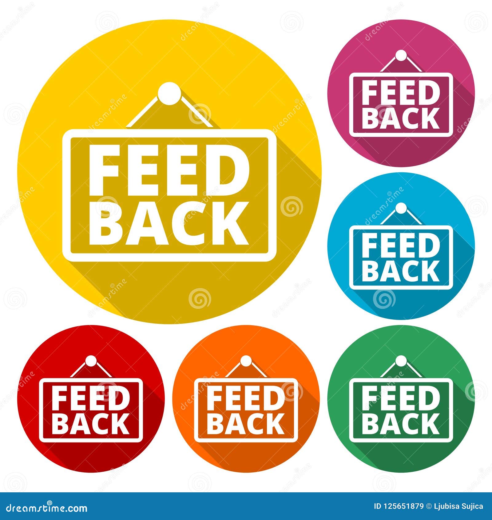 Vector Flat Design Feedback Icons Stock Vector - Illustration of label ...