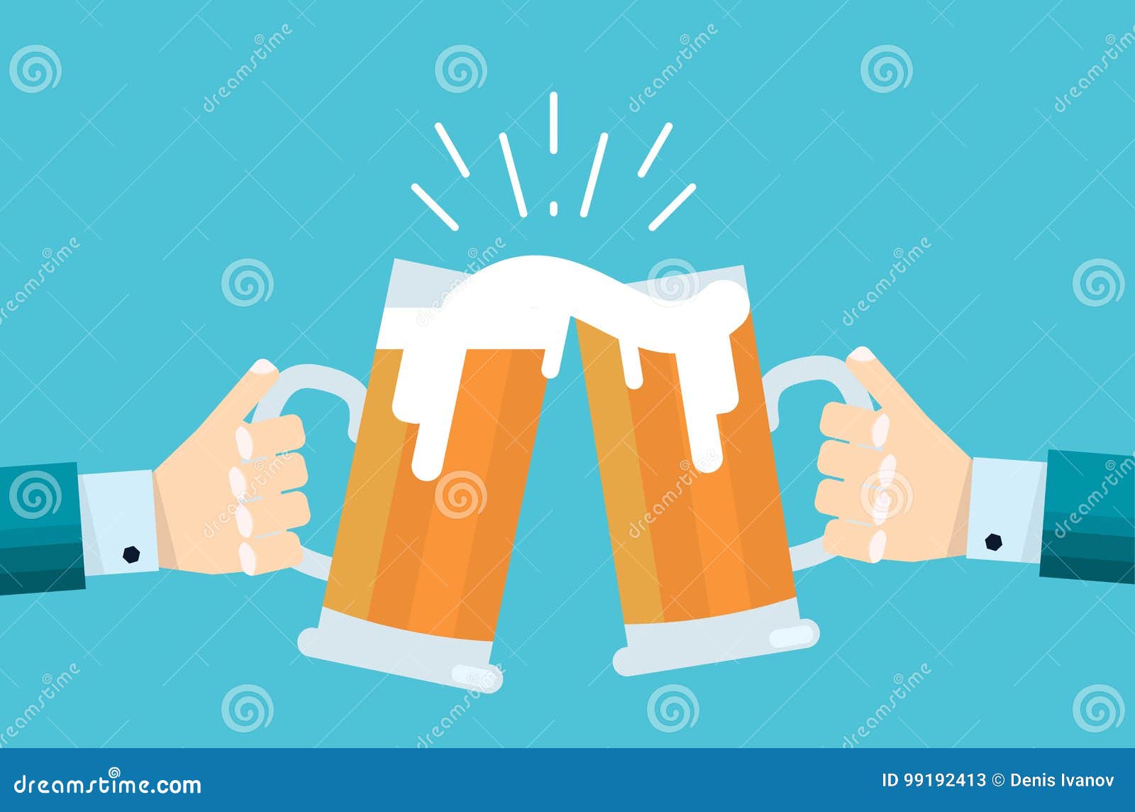 Vector Flat Design Illustration of Celebration with Beer Stock Vector ...
