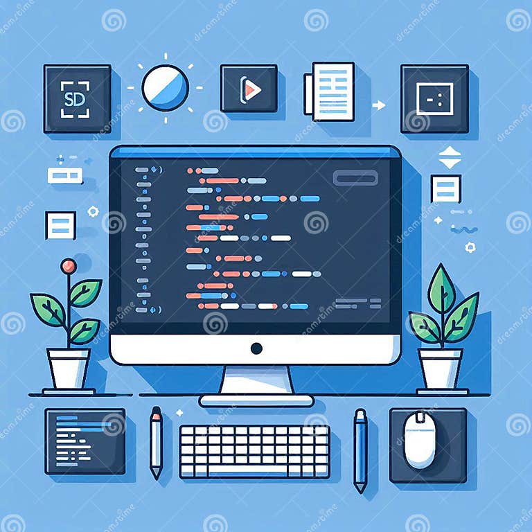 Simple Coding and Programming Software on Window Computer Screen Stock ...