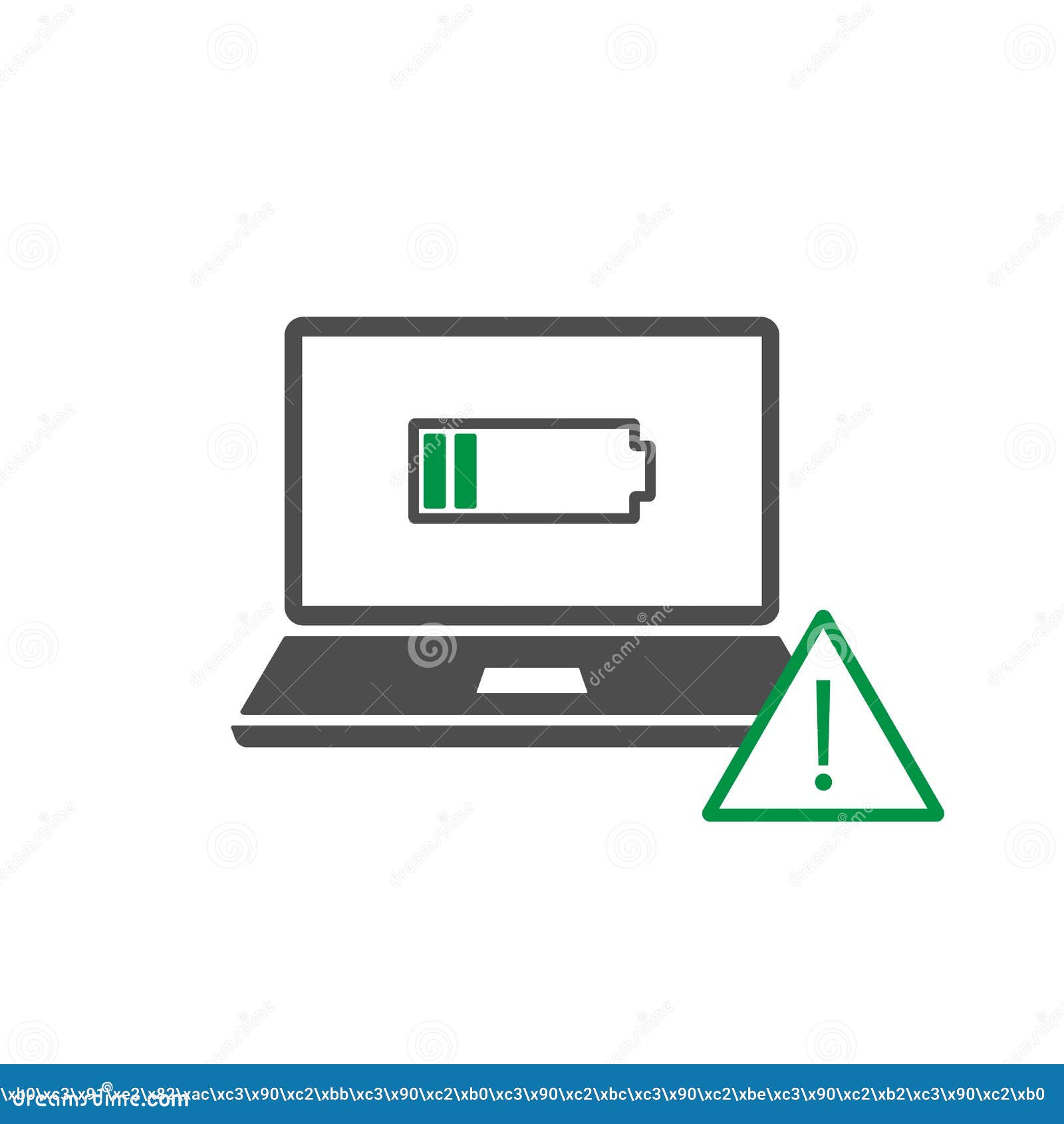 Vector Flat Design Low Battery on the Laptop Monitor Stock Illustration ...