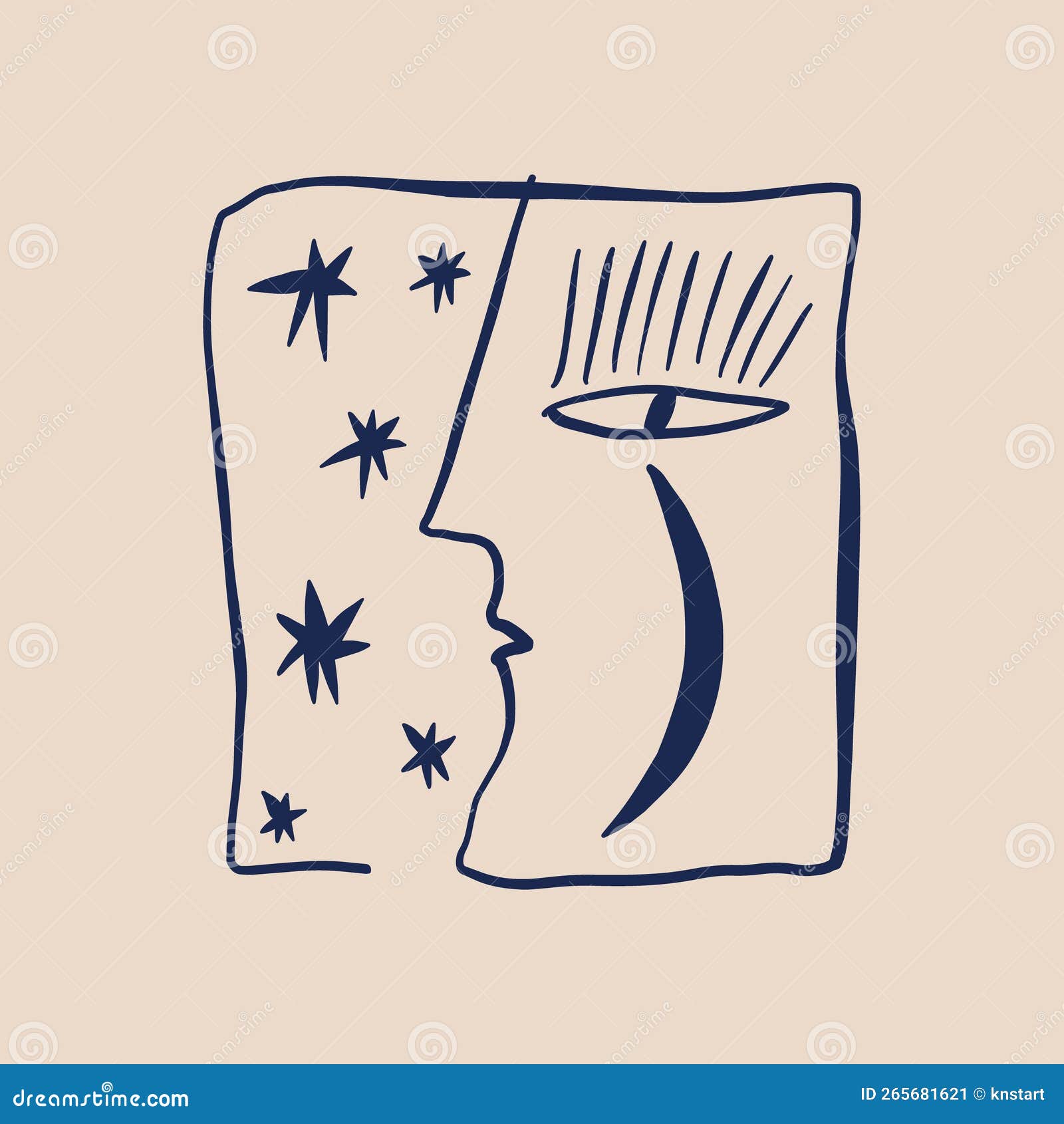 Vector Flat Design Magic Style Human Face Illustration Stock Vector ...