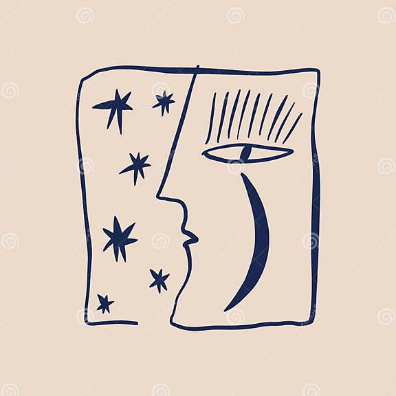 Vector Flat Design Magic Style Human Face Illustration Stock Vector ...