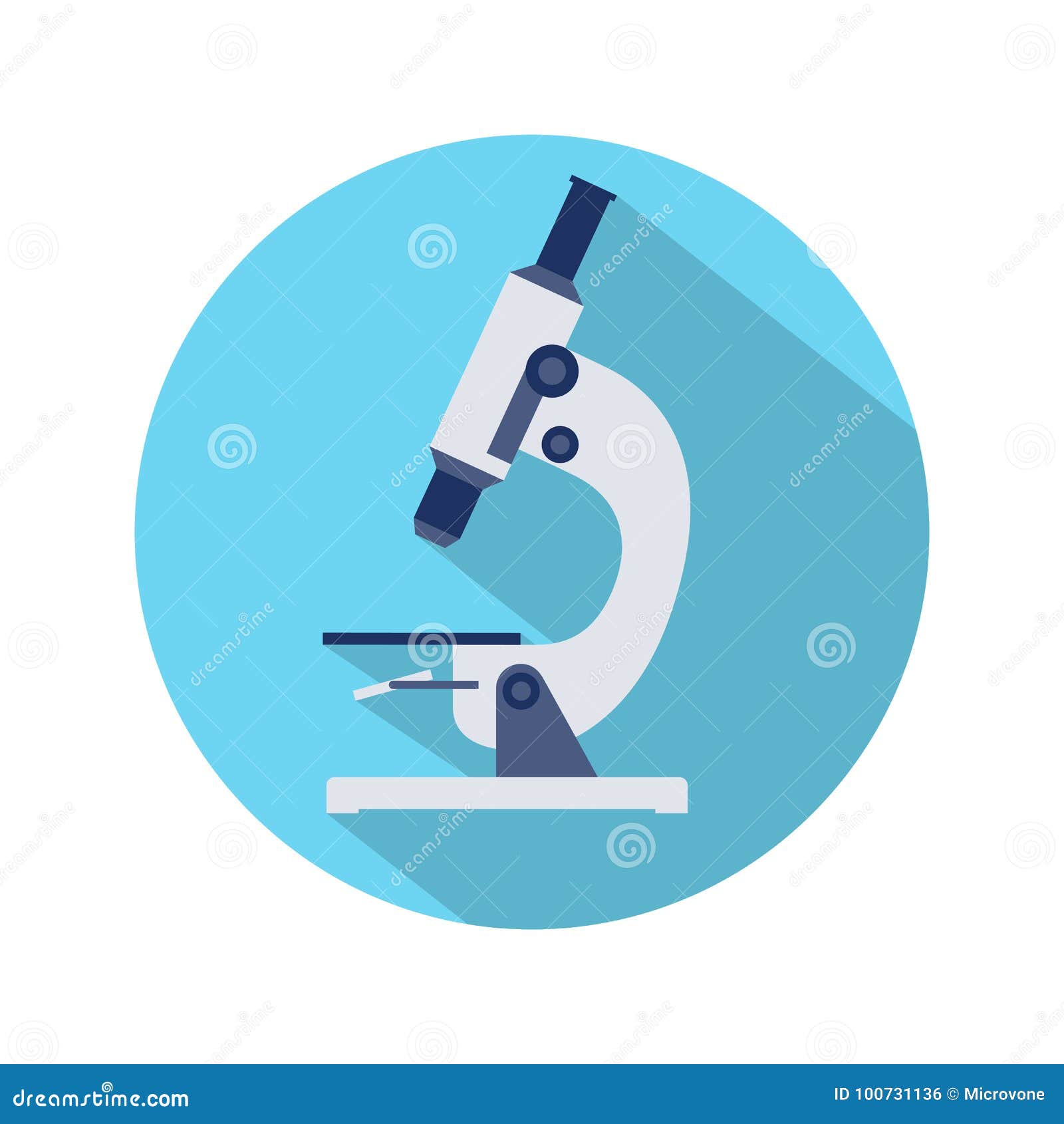 Vector Flat Design of Microscope Icon Stock Vector - Illustration of ...