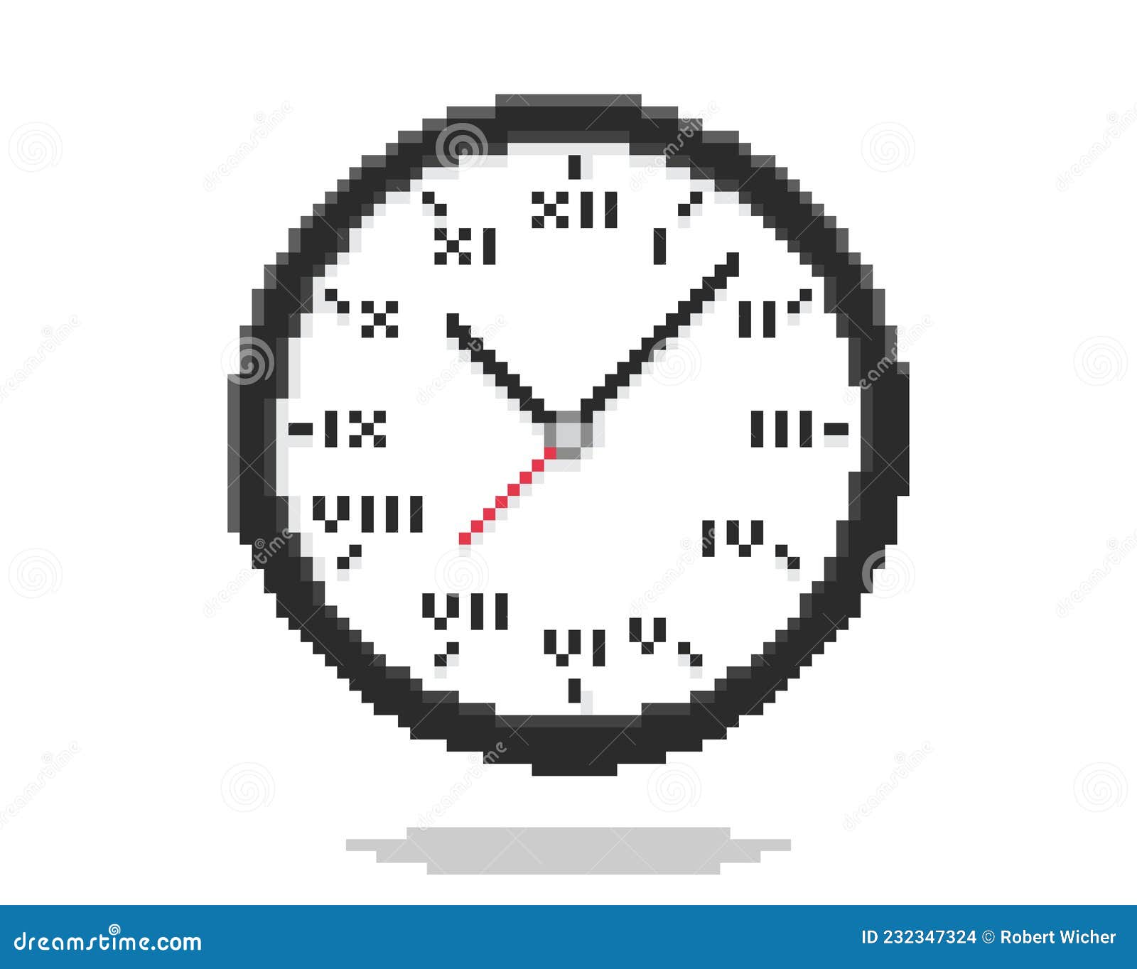 8-bit Pixel-art Roman Numeral Clock Vector Illustration | CartoonDealer ...