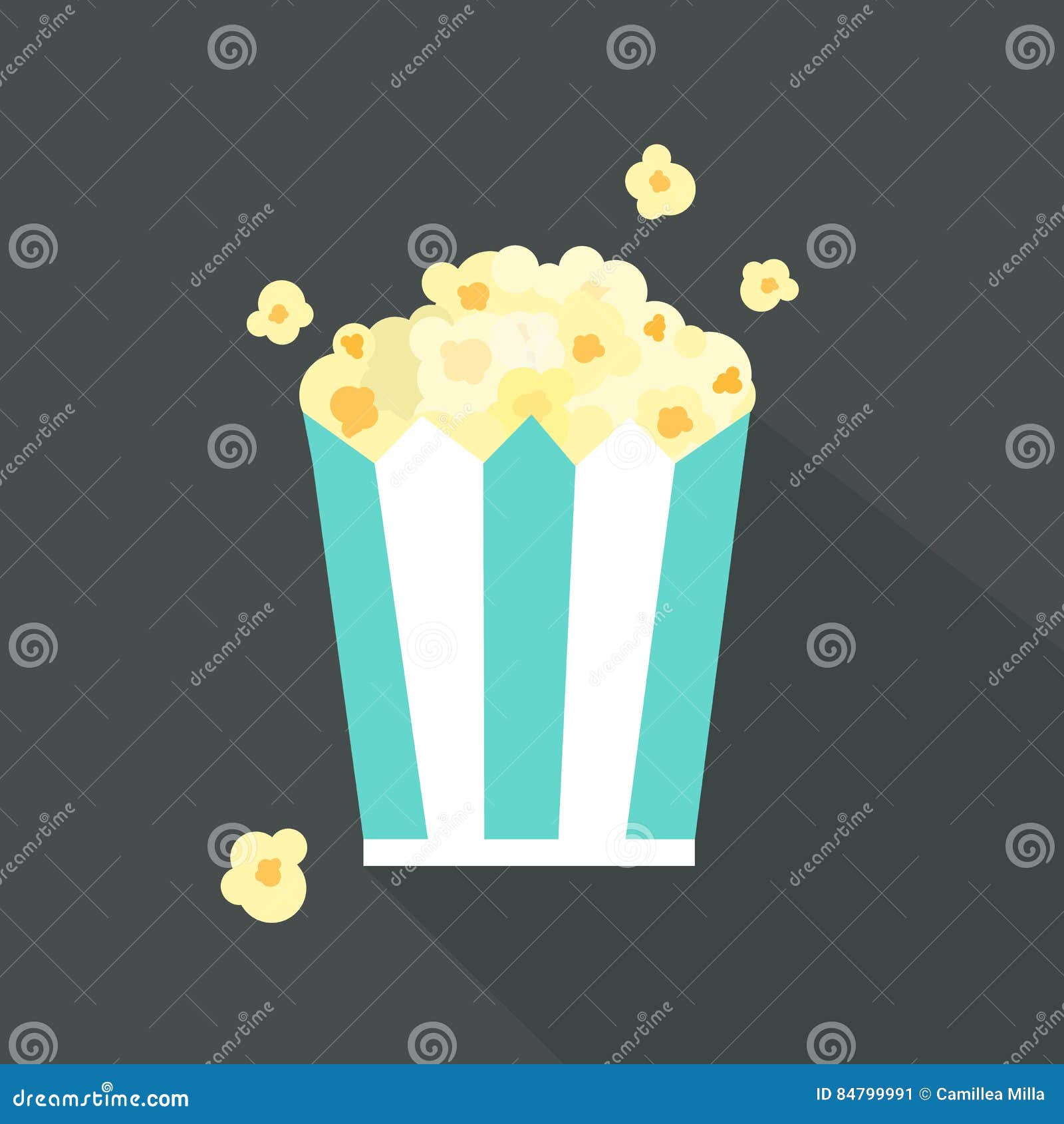 Vector Flat Design Popcorn in Bucket Illustration Stock Vector ...