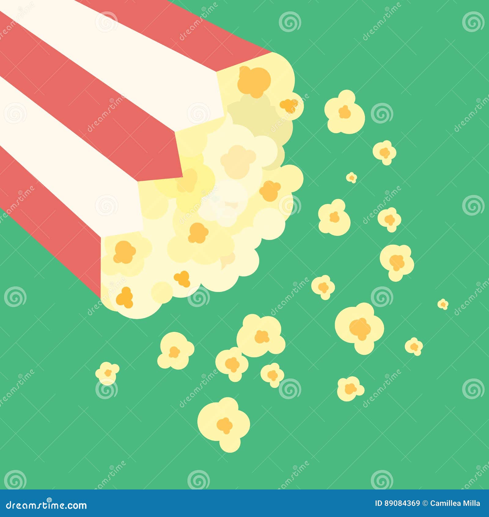 Vector Flat Design Popcorn in Bucket Illustration Stock Vector ...