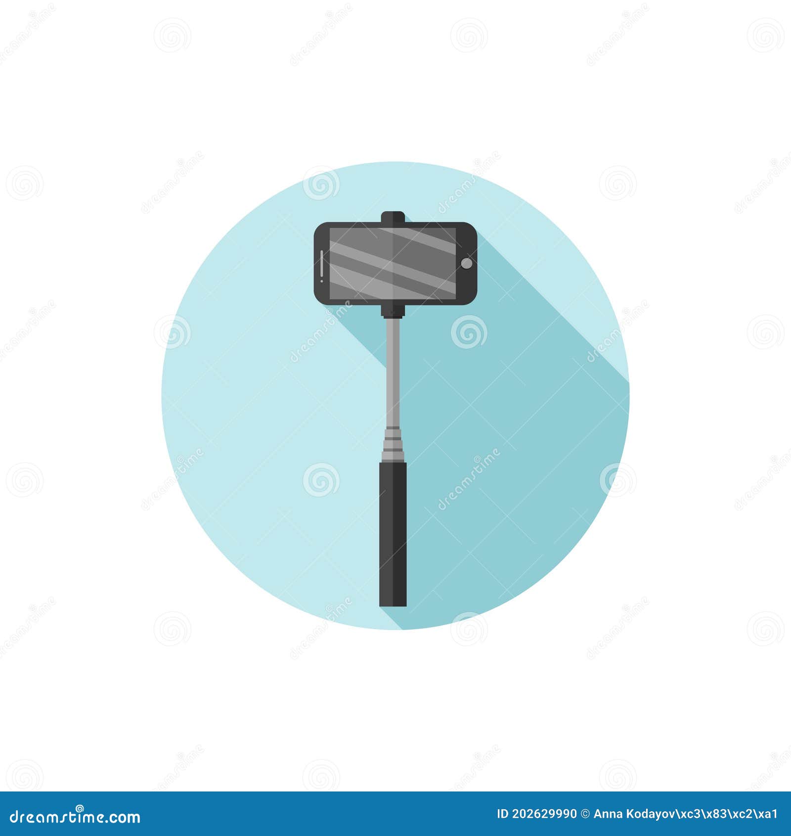 Vector Flat Design Selfie Stick Stock Vector - Illustration of ...