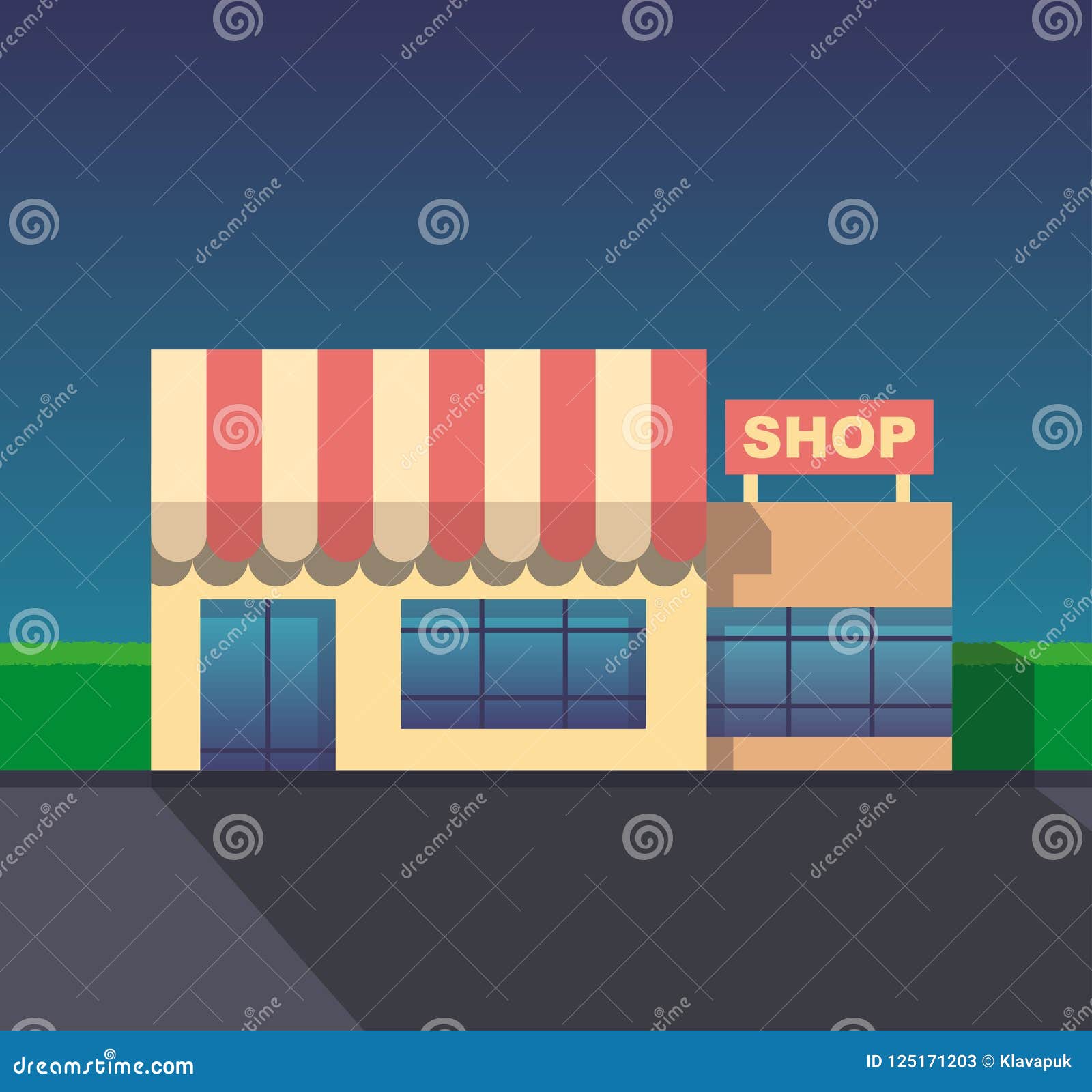 Vector Flat Design Shop Facade Icon. Stylized Illustration Stock Vector ...