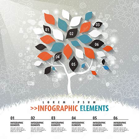 Vector Flat Design Template with Tree Element Stock Vector ...