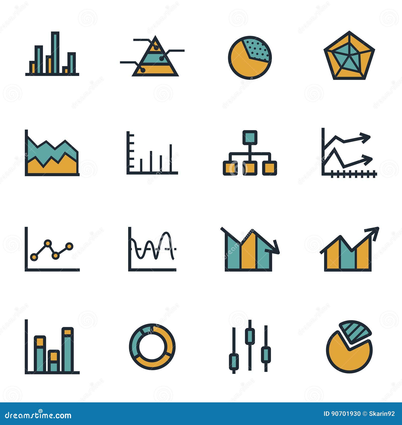 Vector Flat Diagram Icons Set Stock Illustration - Illustration of ...