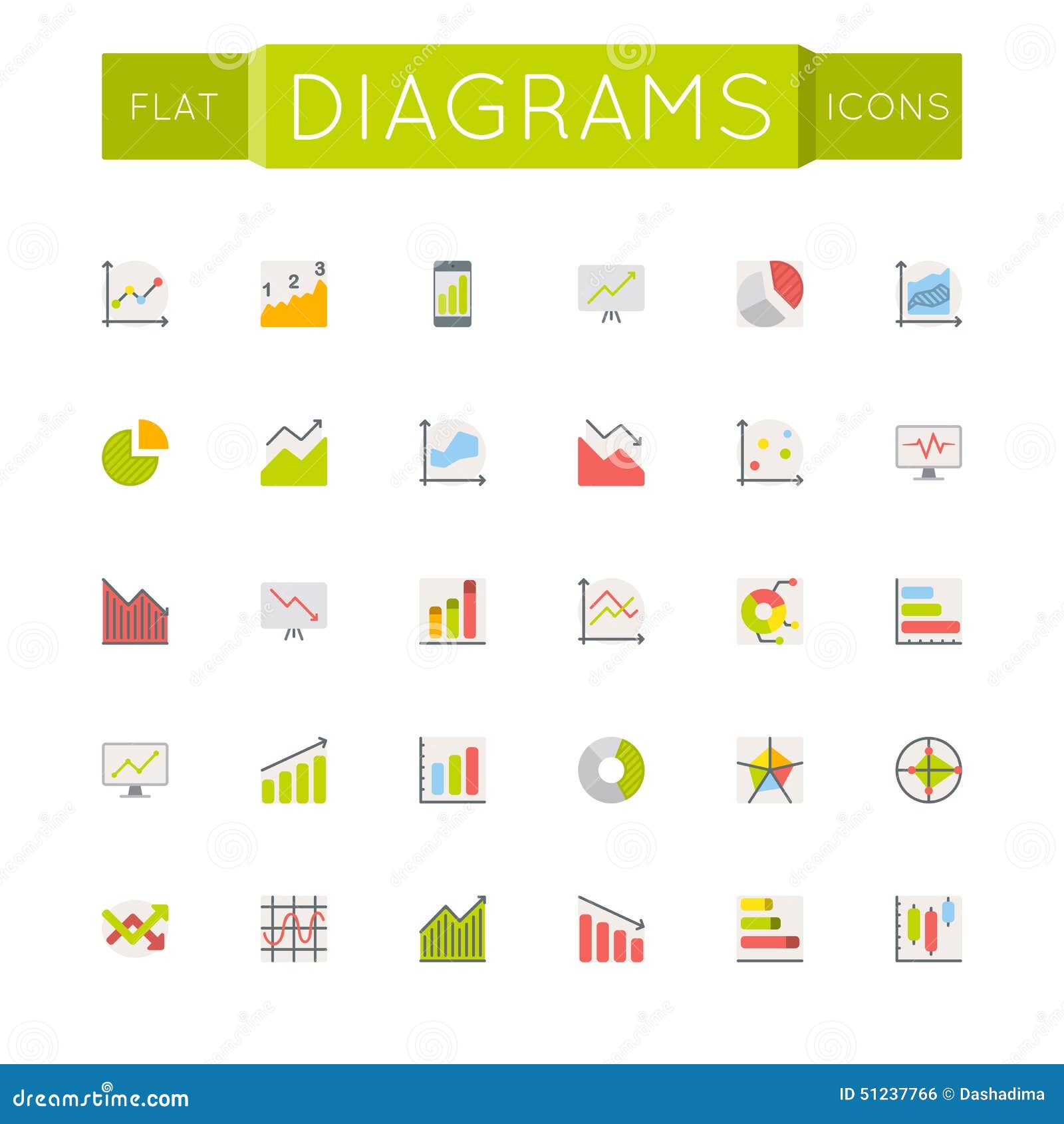 Vector Flat Diagrams Icons stock vector. Illustration of design - 51237766