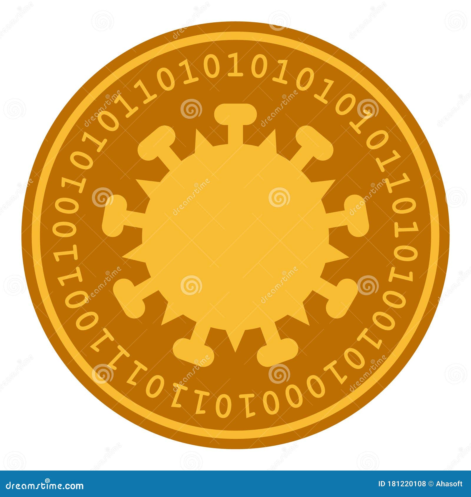 Vector Flat Digital Virus Coin Icon Stock Illustration - Illustration ...