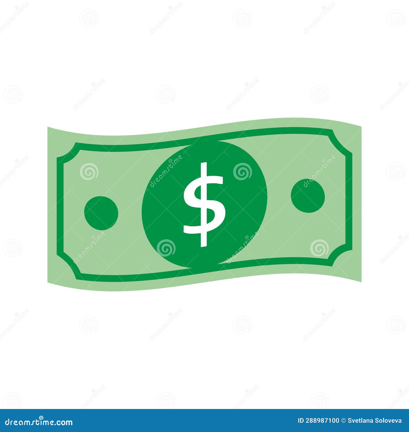 Vector flat dollar stock vector. Illustration of isolated - 288987100