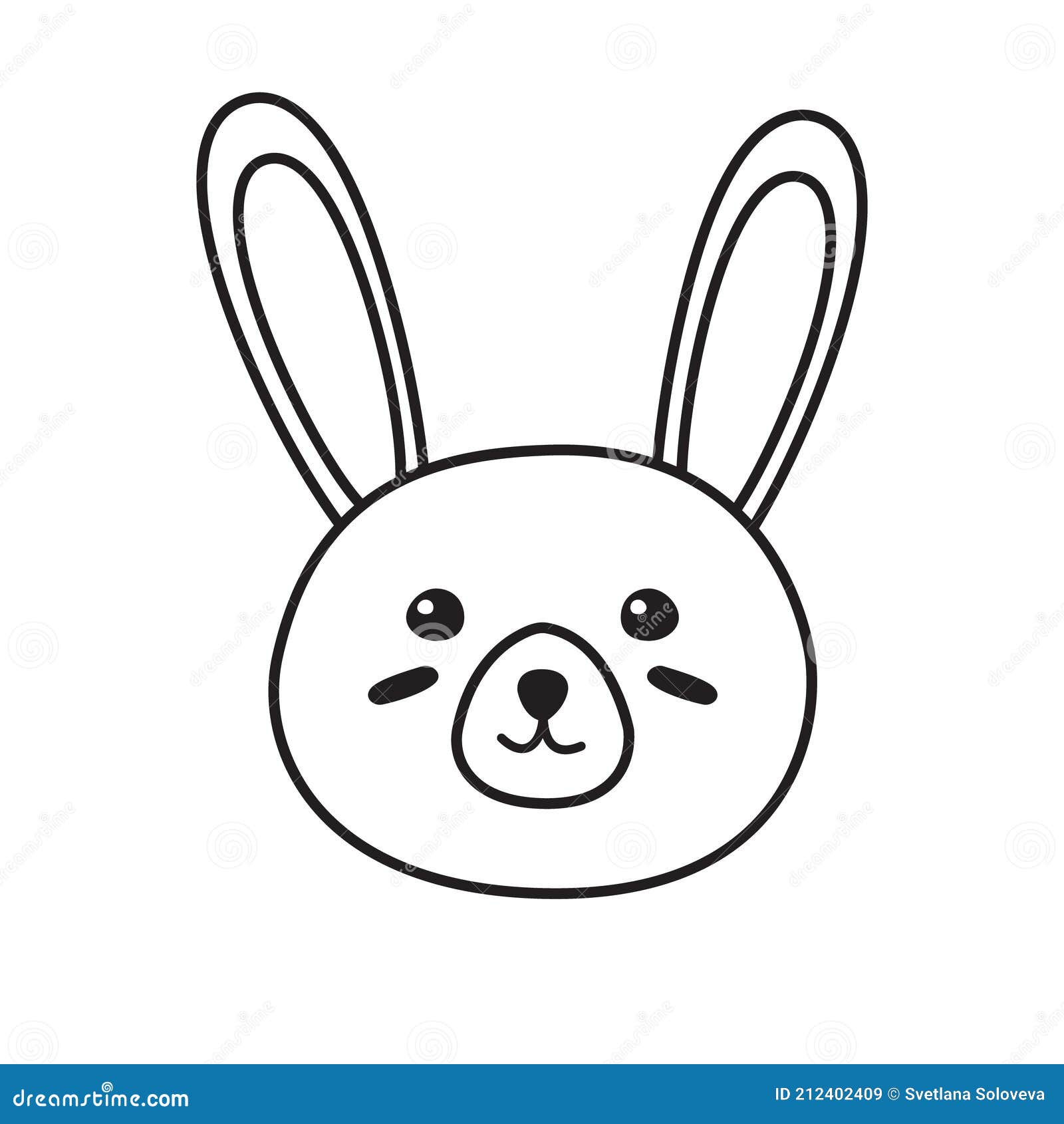 Vector Flat Doodle Hand Drawn Rabbit Bunny Face Stock Vector ...