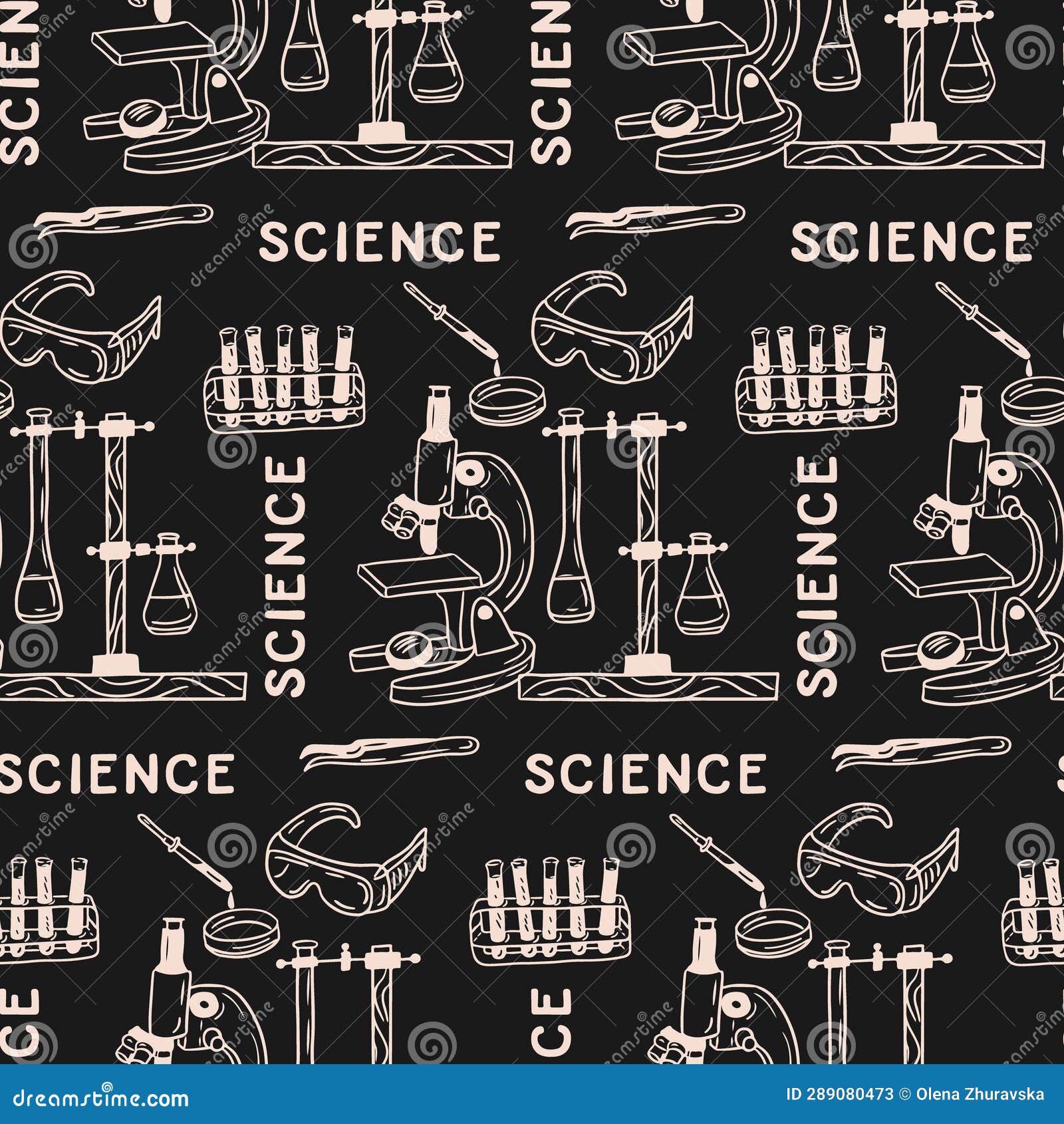 Vector Flat Doodle Pattern with Science Items Stock Vector ...