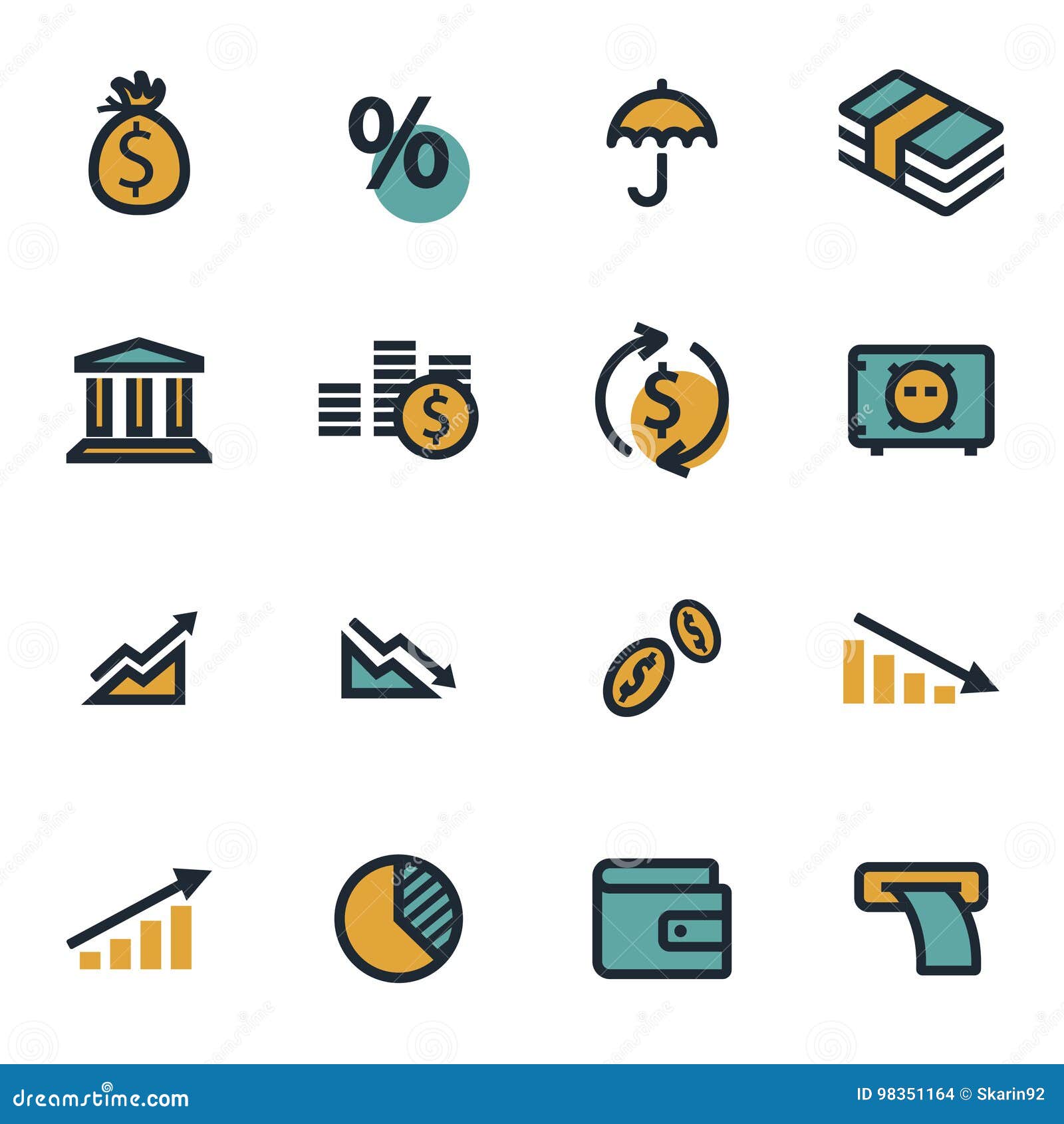 Vector Flat Economic Icons Set Stock Vector - Illustration of vector ...