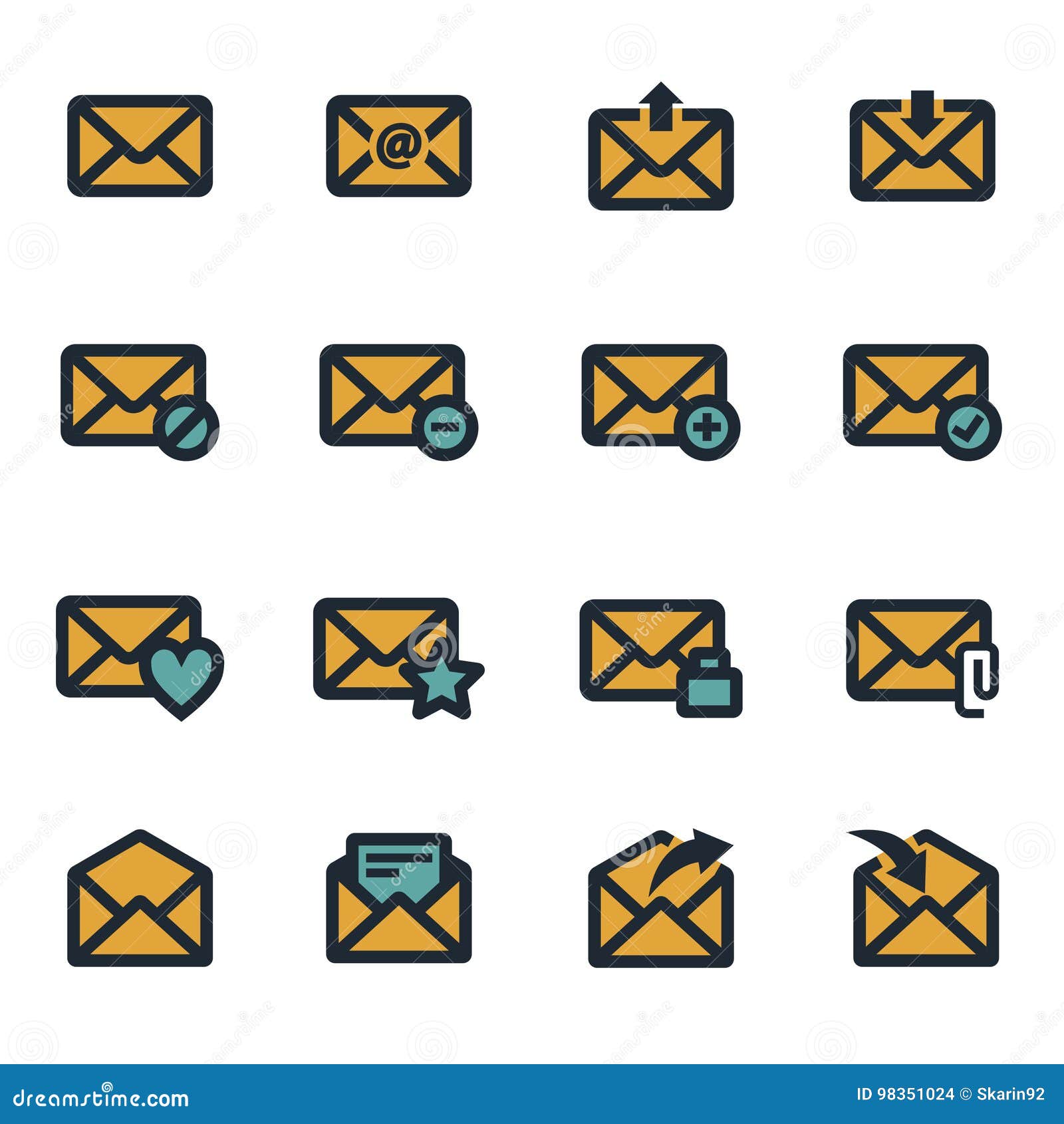 Vector Flat Email Icons Set Stock Vector - Illustration of ...