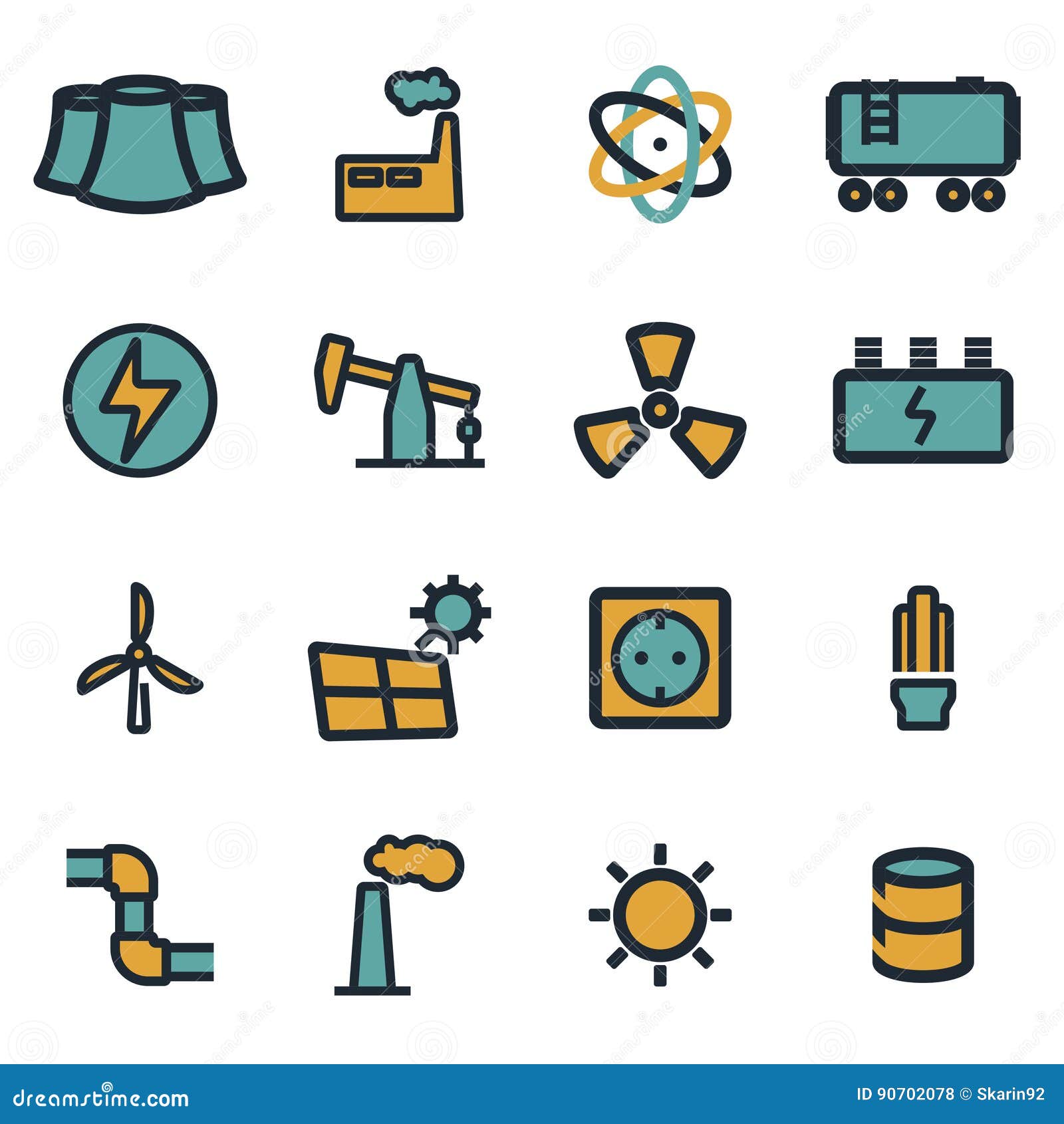 Vector Flat Energetics Icons Set Stock Illustration - Illustration of ...