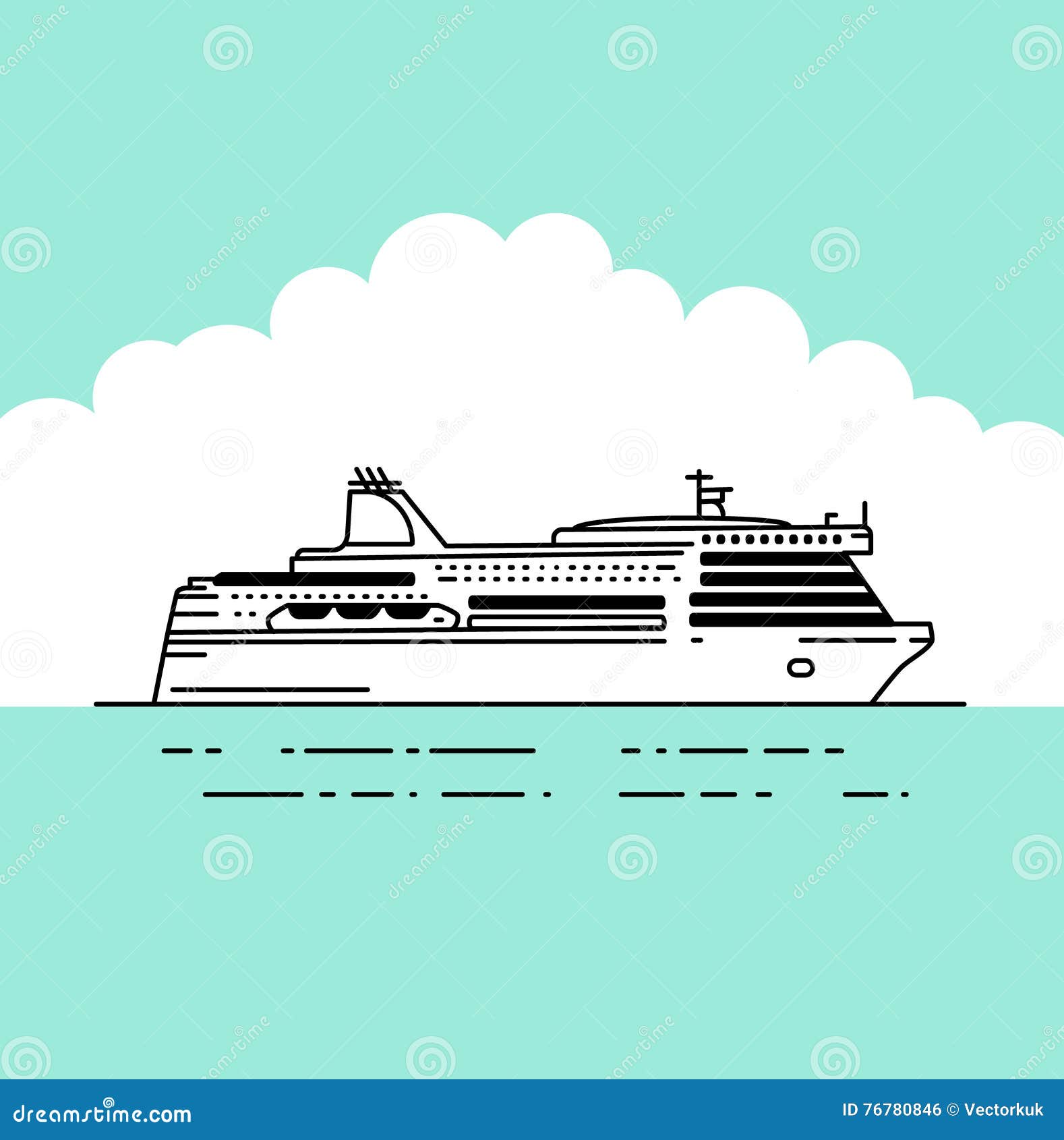 Vector Flat Ferryferry Boat Illustration Stock Illustration ...