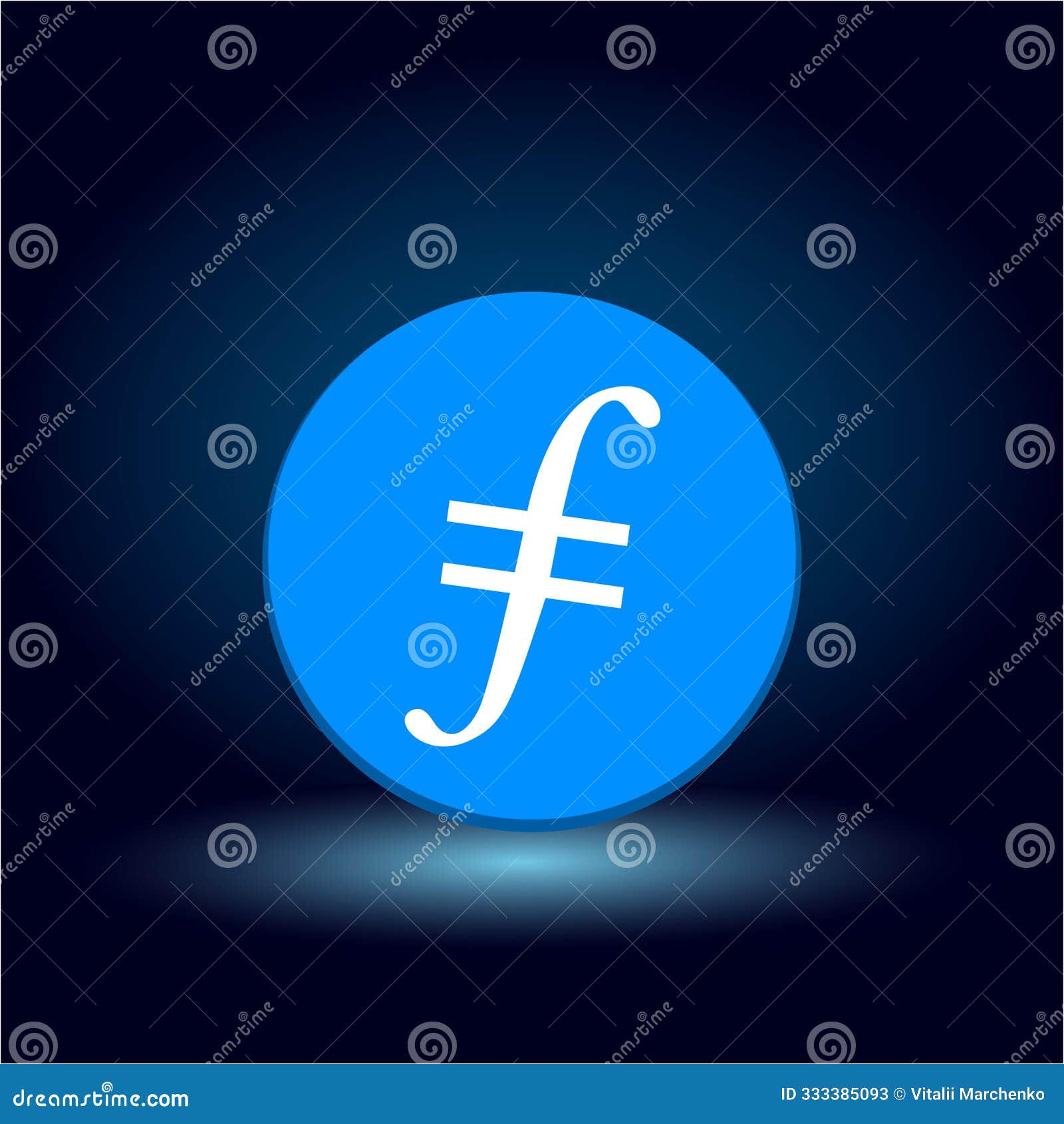 Vector Flat Filecoin FIL Token Symbol on Blue Background Editorial ...