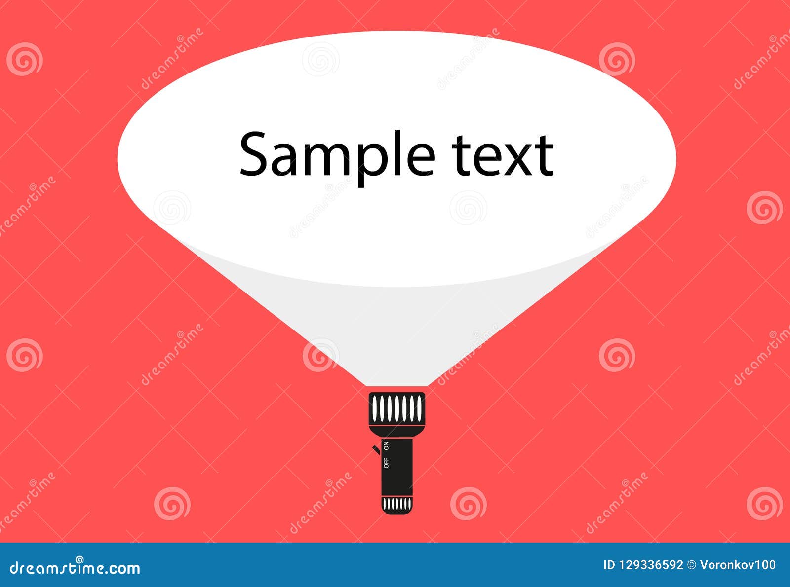 Vector Flat Flashlight with a Beam of Light and Space for Your Text ...