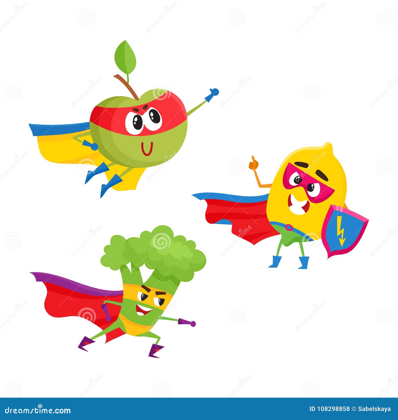 Vector Flat Fruit Characters in Mask Set Stock Vector - Illustration of ...