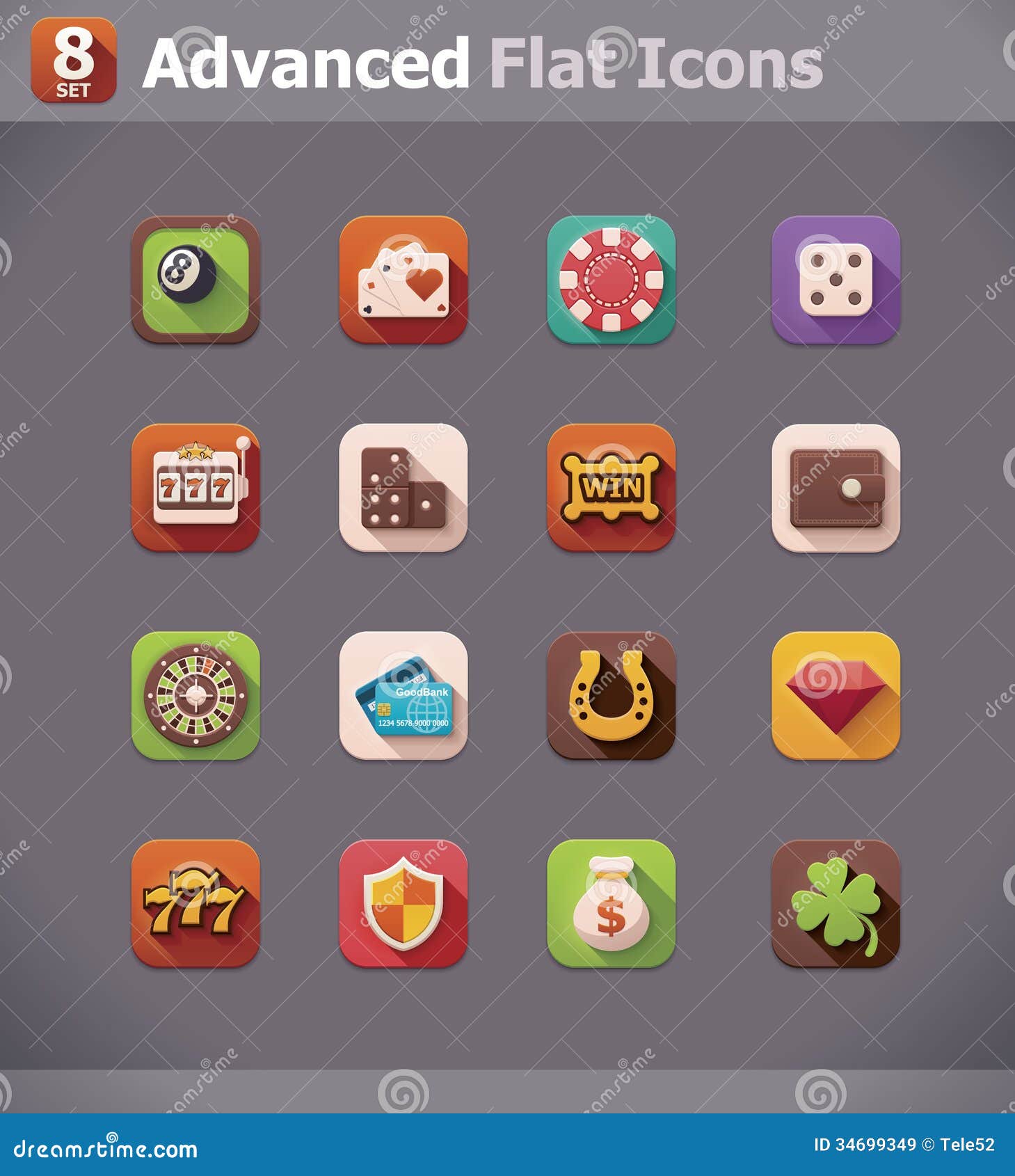 Vector flat gambling icons stock vector. Illustration of flat - 34699349