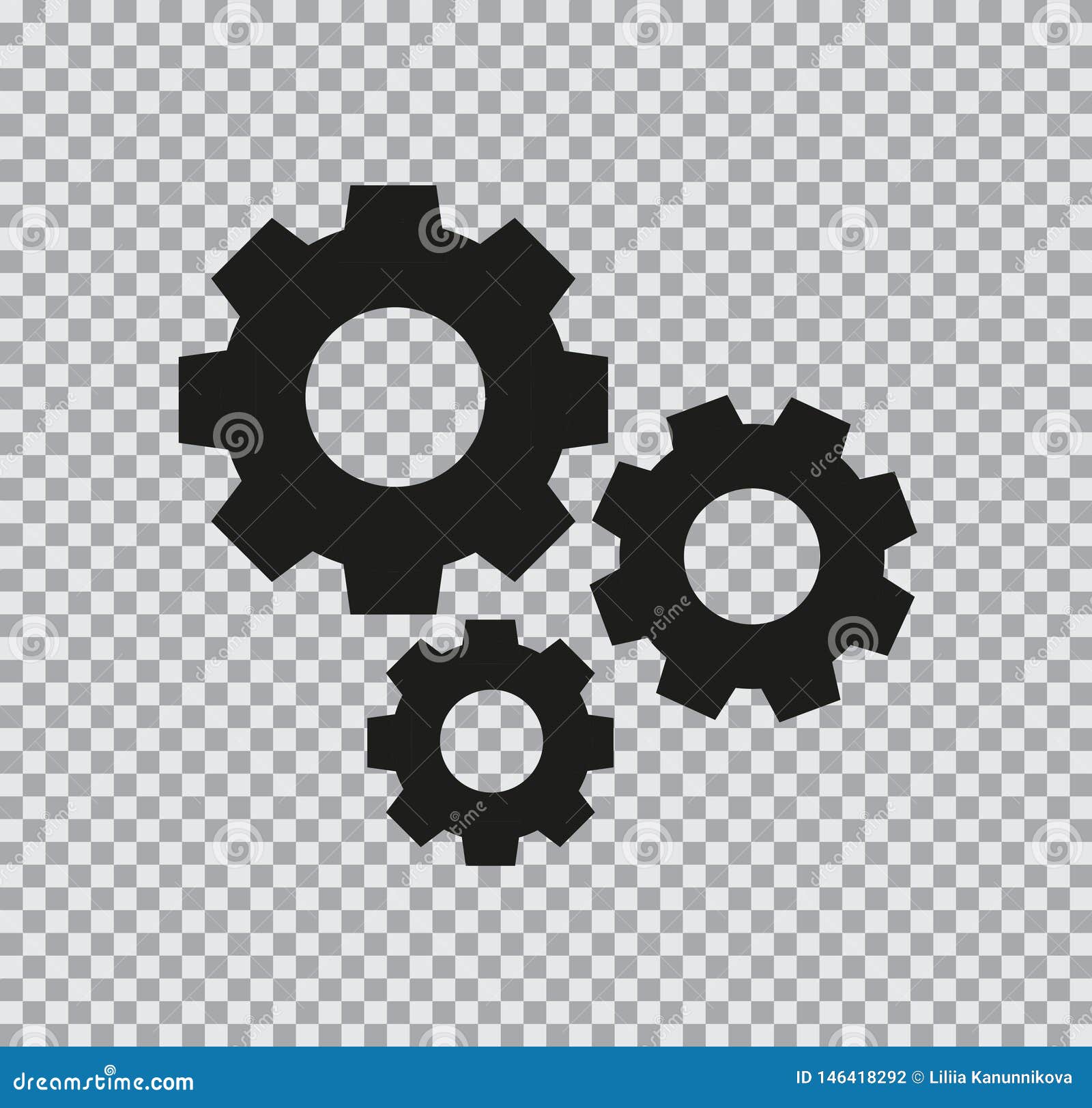 Vector Flat Gear Icon on Transparent Background Stock Vector ...