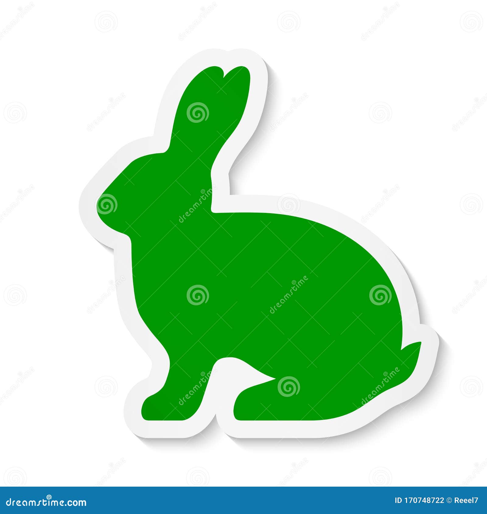 Vector Flat Green Rabbit Sticker Icon Isolated on a White Background ...