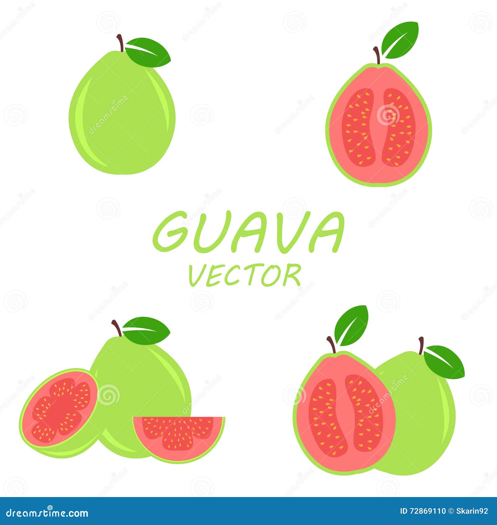 Vector Flat Guava Icons Set Stock Illustration - Illustration of object ...