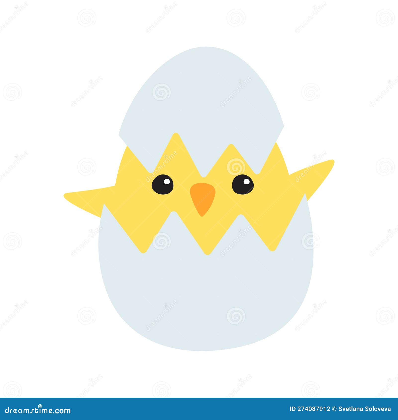 Vector Flat Hand Drawn Chick in Egg Shell Stock Vector - Illustration ...