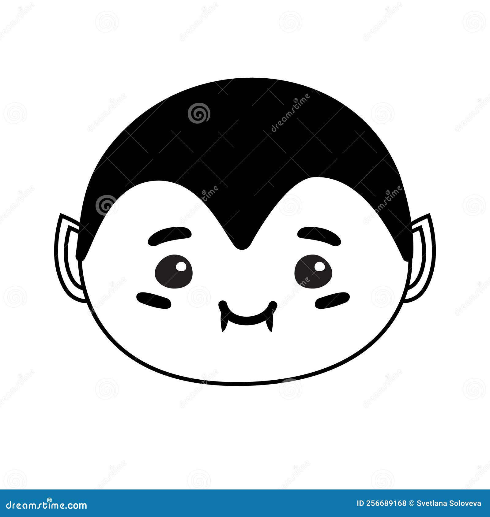 Vector Flat Hand Drawn Cute Vampire Face Stock Vector - Illustration of ...
