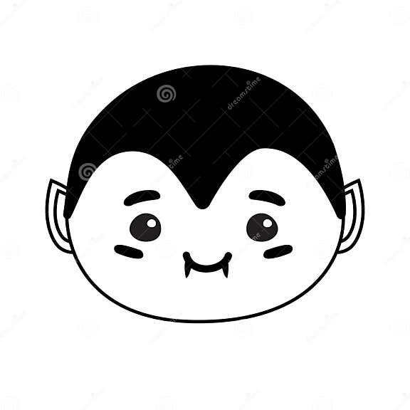 Vector Flat Hand Drawn Cute Vampire Face Stock Vector - Illustration of ...