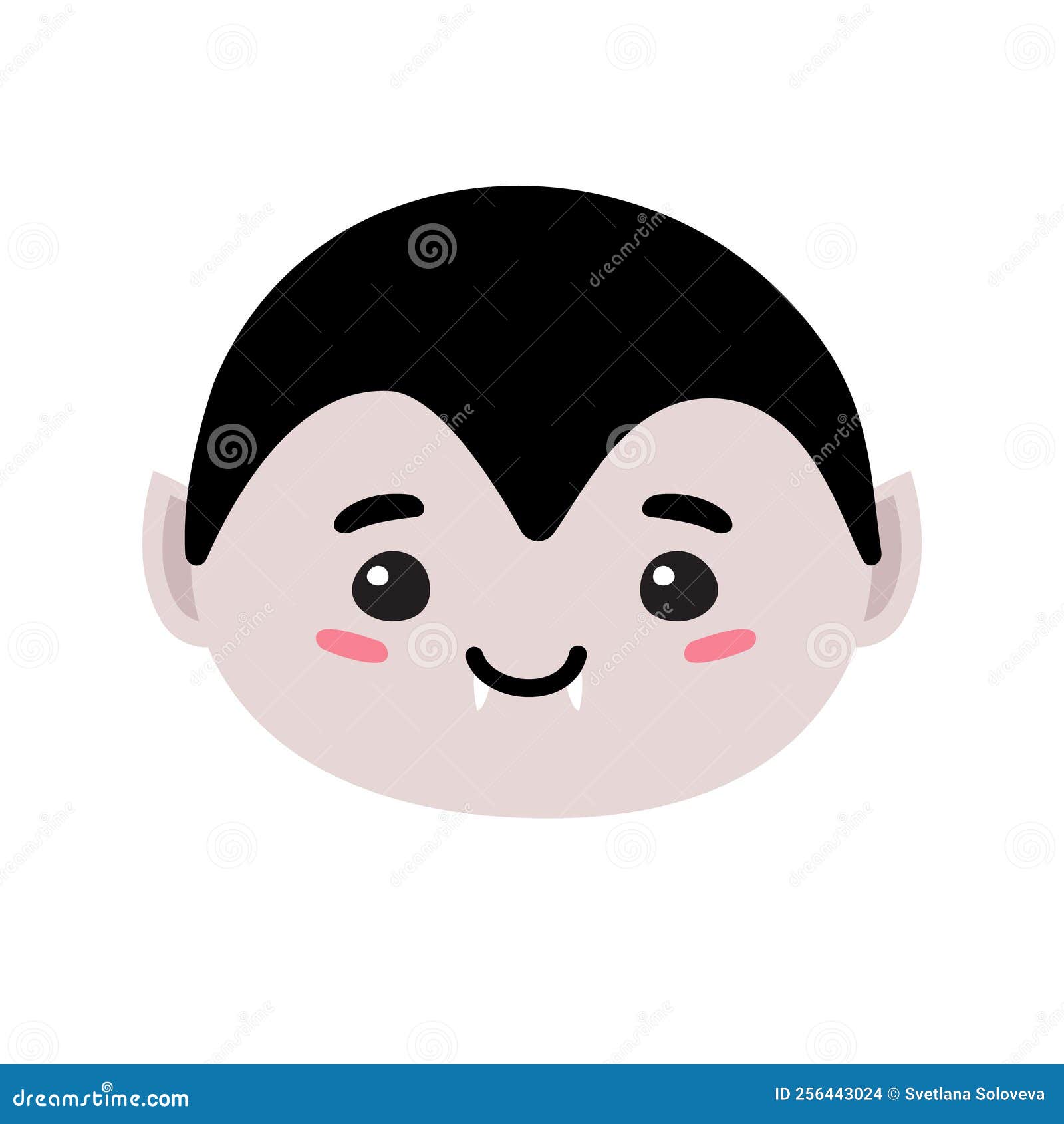Vector Flat Hand Drawn Cute Vampire Face Stock Vector - Illustration of ...