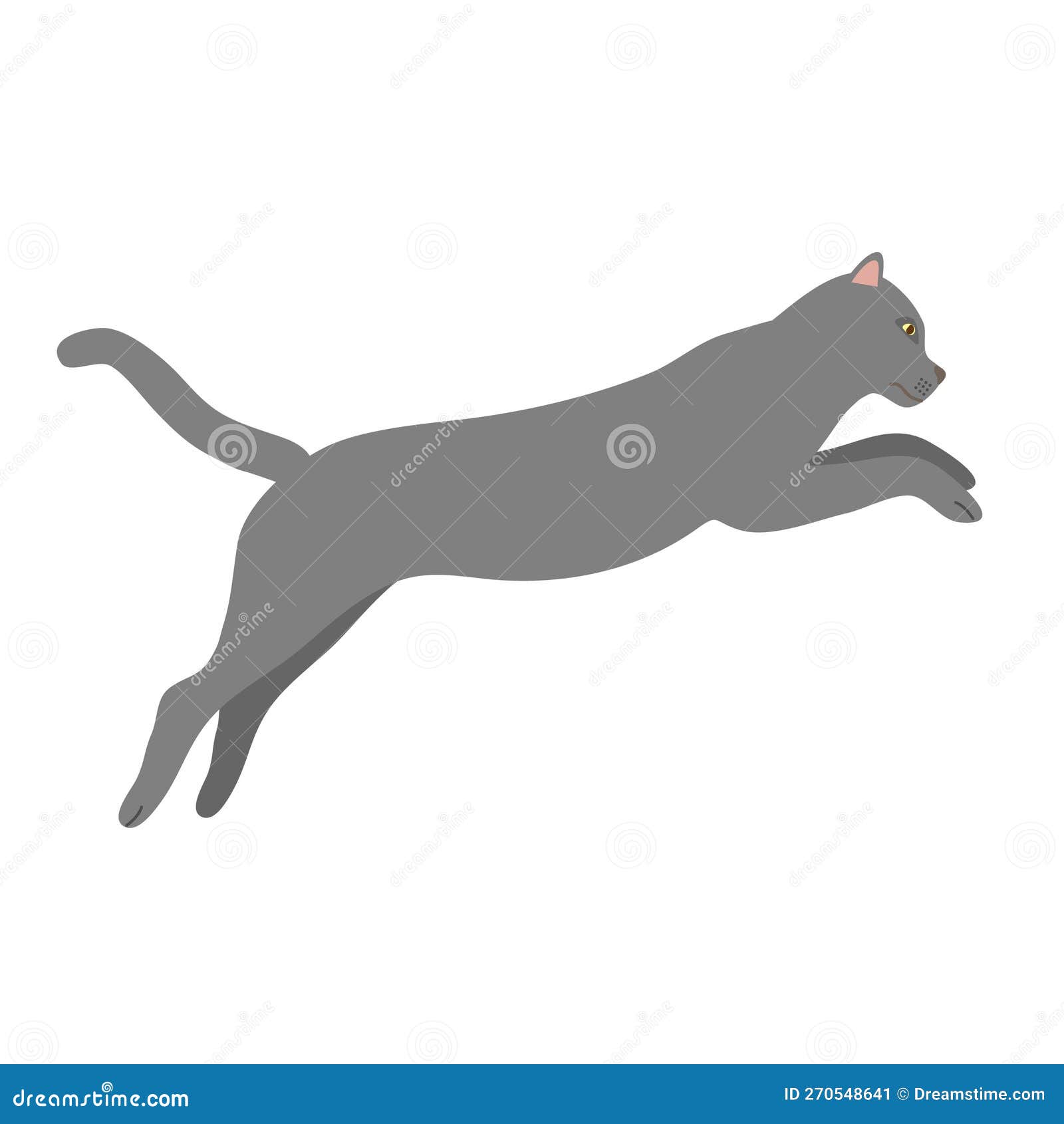 Vector Flat Hand Drawn Jumping Cat Stock Vector - Illustration of ...