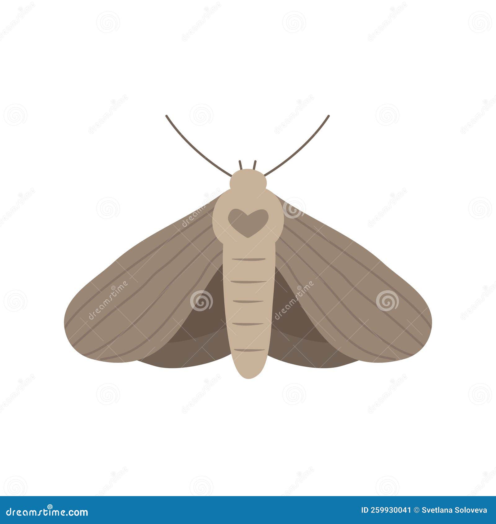 Vector Flat Hand Drawn Moth Stock Vector - Illustration of drawing ...