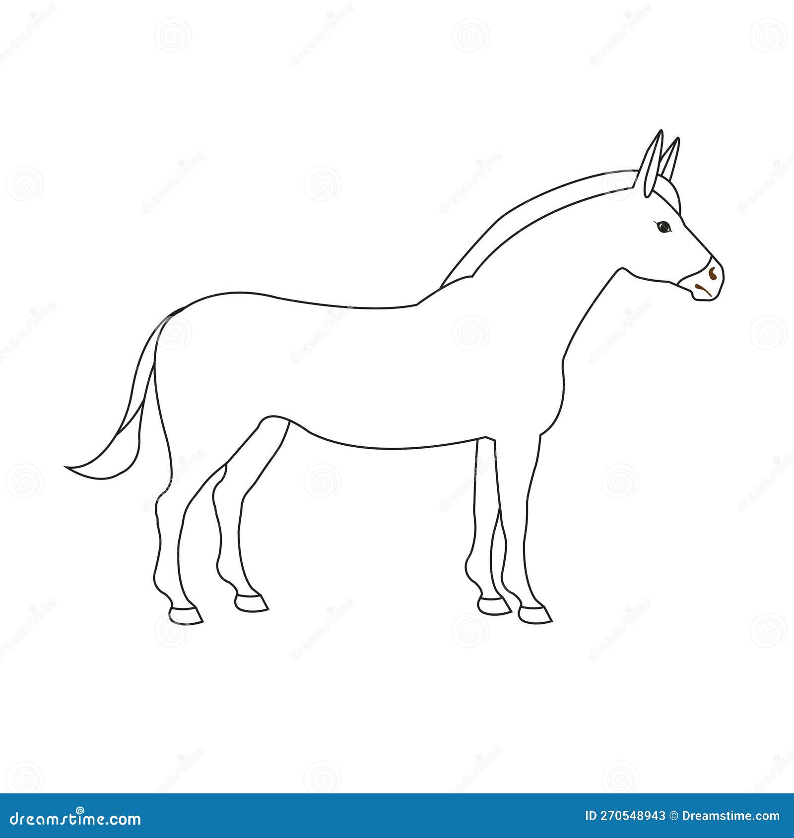 Vector Flat Hand Drawn Outline Donkey Stock Vector - Illustration of ...