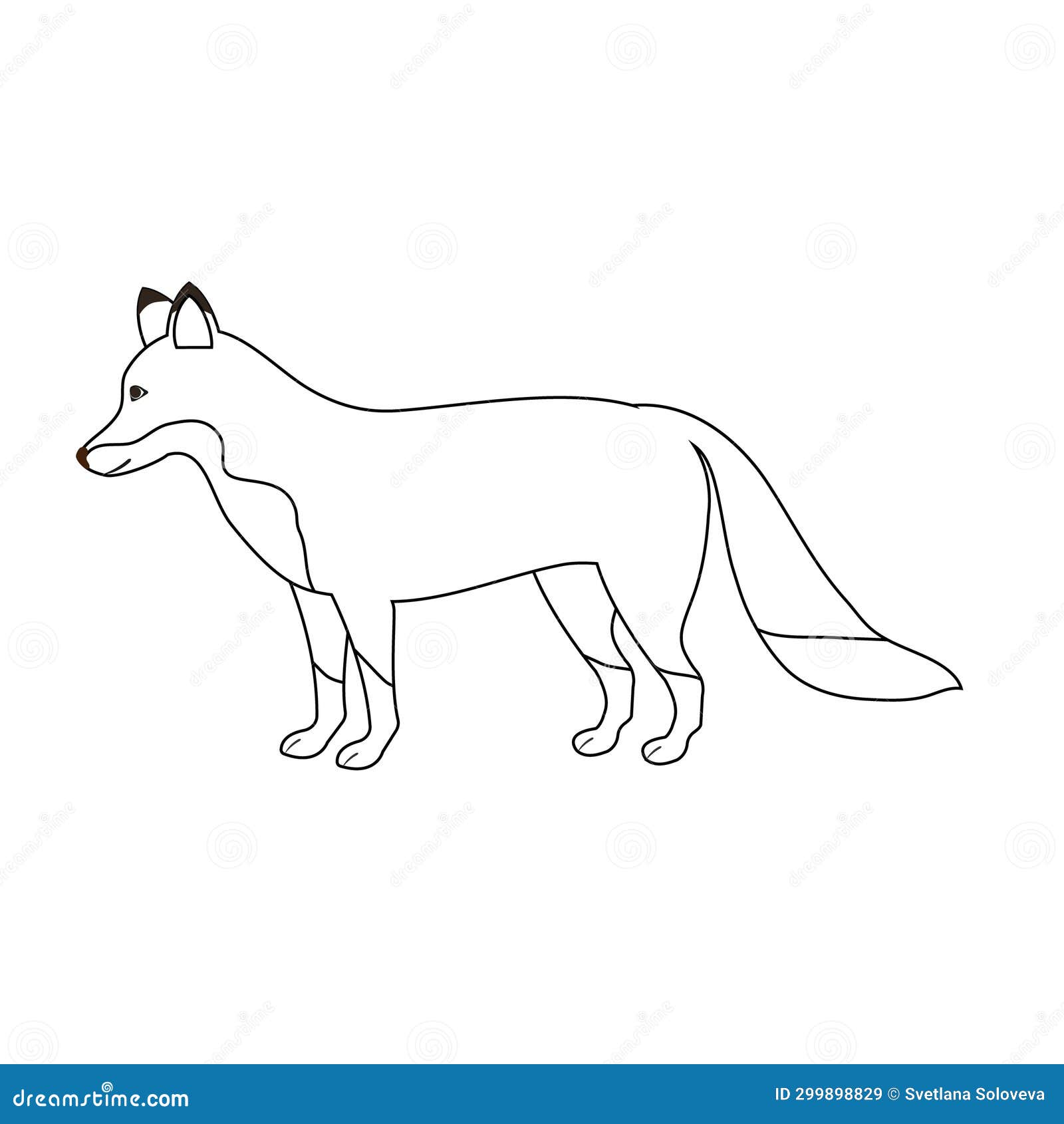 Vector Flat Hand Drawn Outline Fox Stock Illustration - Illustration of ...