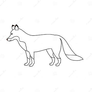 Vector Flat Hand Drawn Outline Fox Stock Vector - Illustration of foxy ...