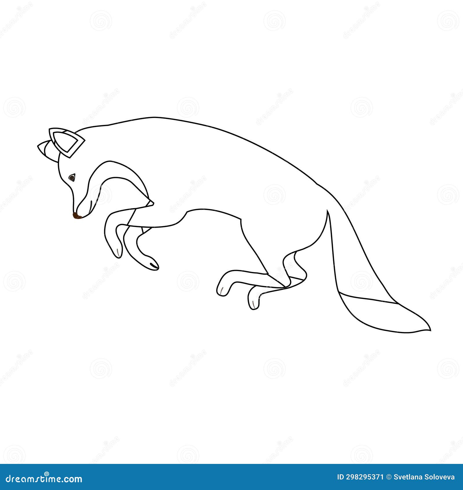 Vector Flat Hand Drawn Outline Jumping Fox Stock Vector - Illustration ...