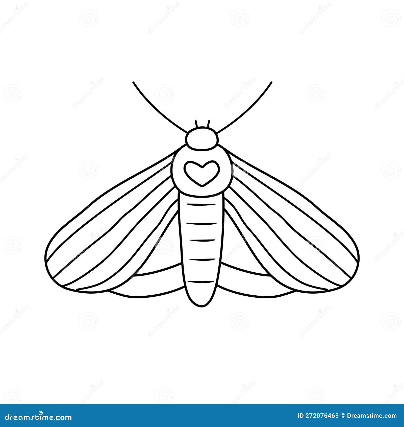 Vector Flat Hand Drawn Outline Moth Stock Vector - Illustration of ...