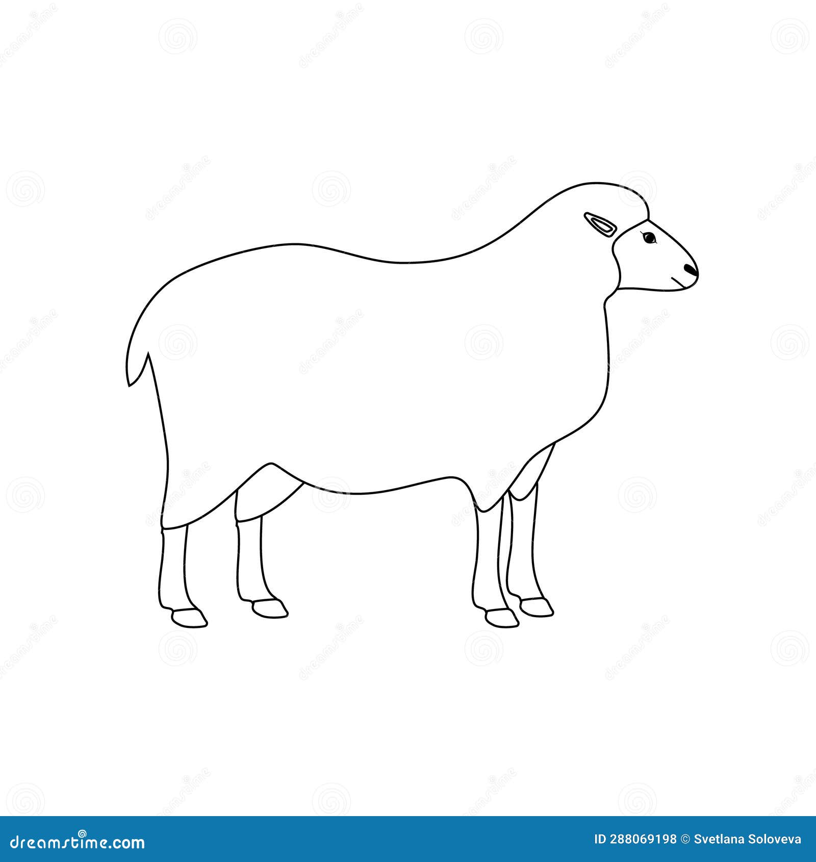 Vector Flat Hand Drawn Outline Sheep Stock Vector - Illustration of ...