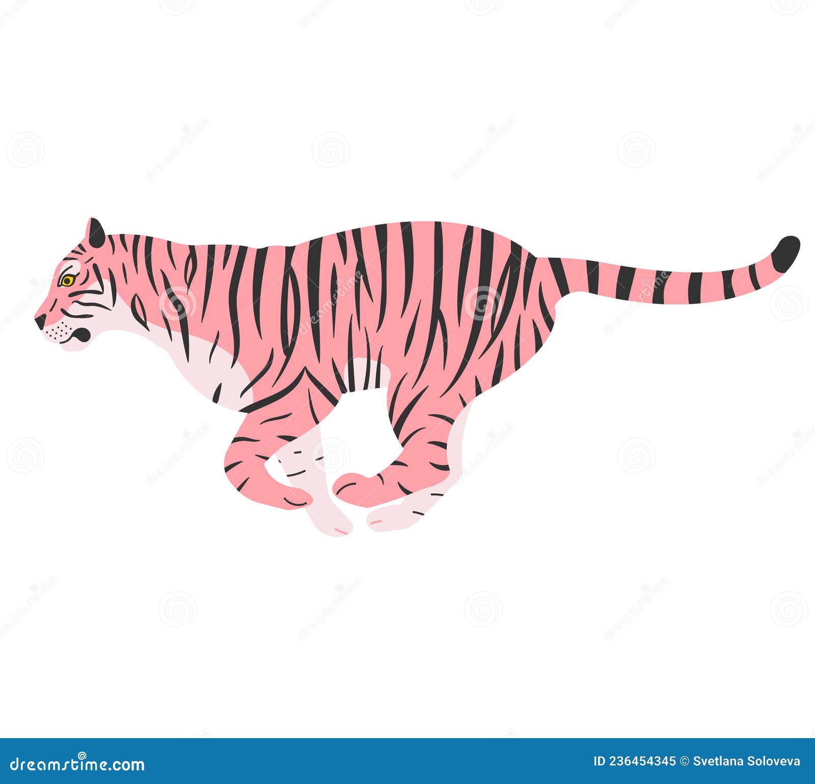 Vector Flat Hand Drawn Pink Tiger Stock Illustration - Illustration of ...