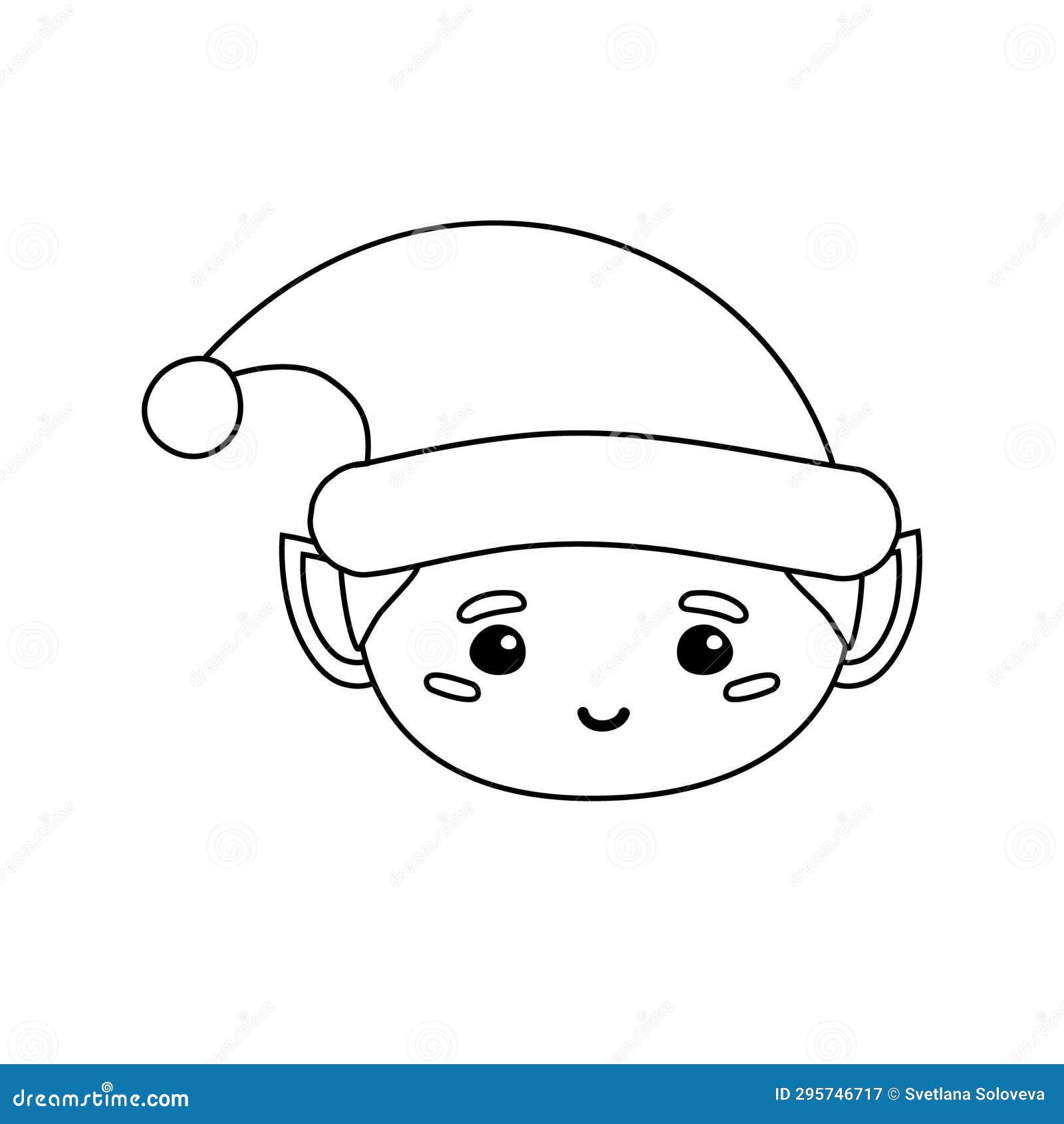 Vector Flat Hand Drawn Santa Elf Face Stock Vector - Illustration of ...