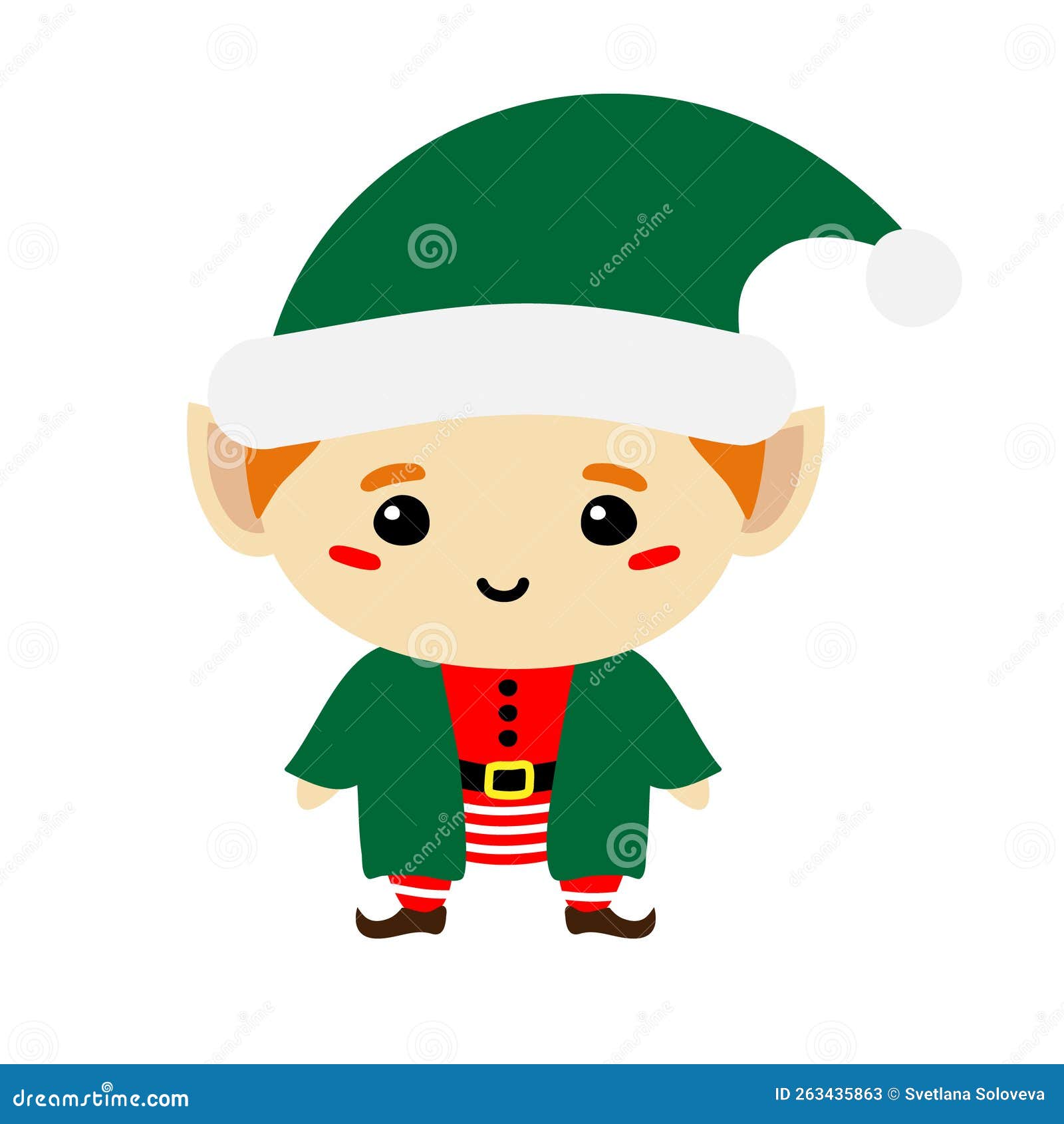 Vector Flat Hand Drawn Santa Elf Stock Vector - Illustration of hand ...