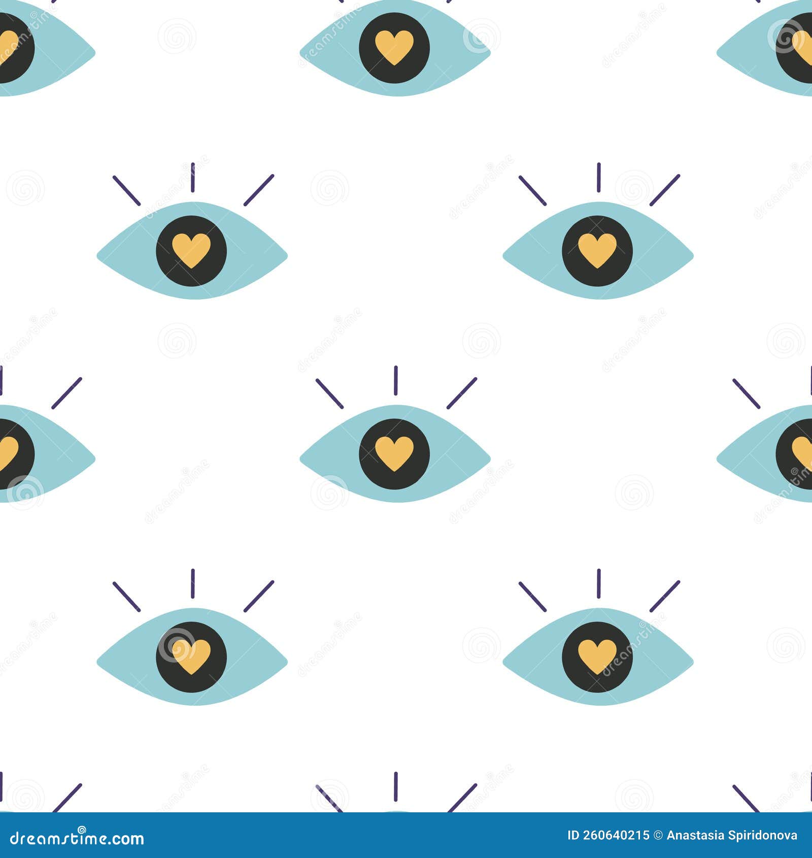 Vector Flat Hand Drawn Seamless Pattern with All Seeing Eye. Flat ...