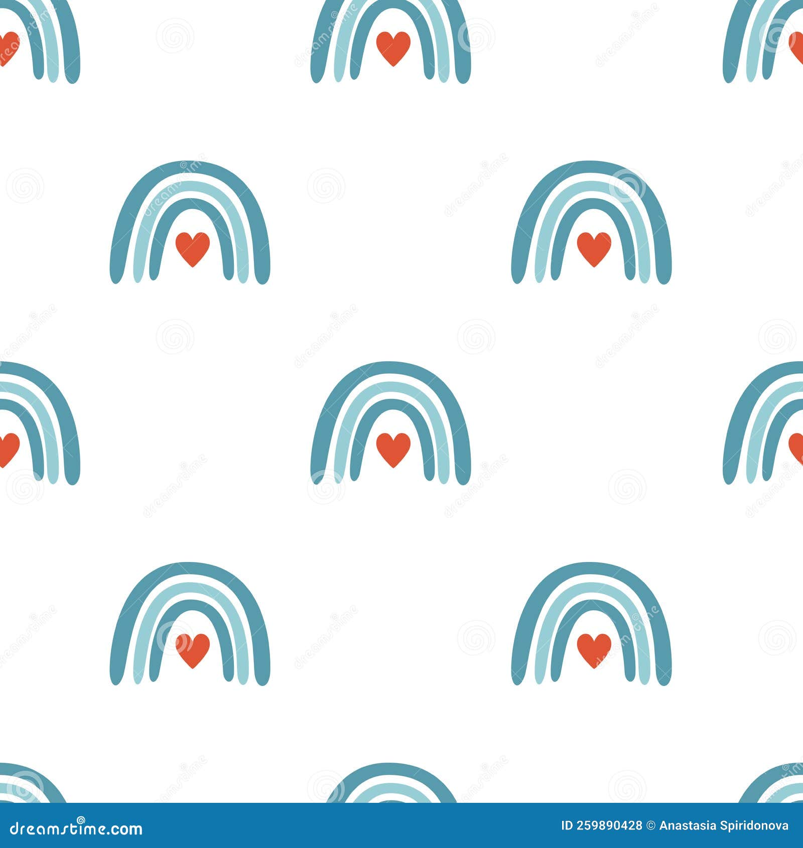 Vector Flat Hand Drawn Seamless Pattern with Cute Rainbows. Flat Vector ...