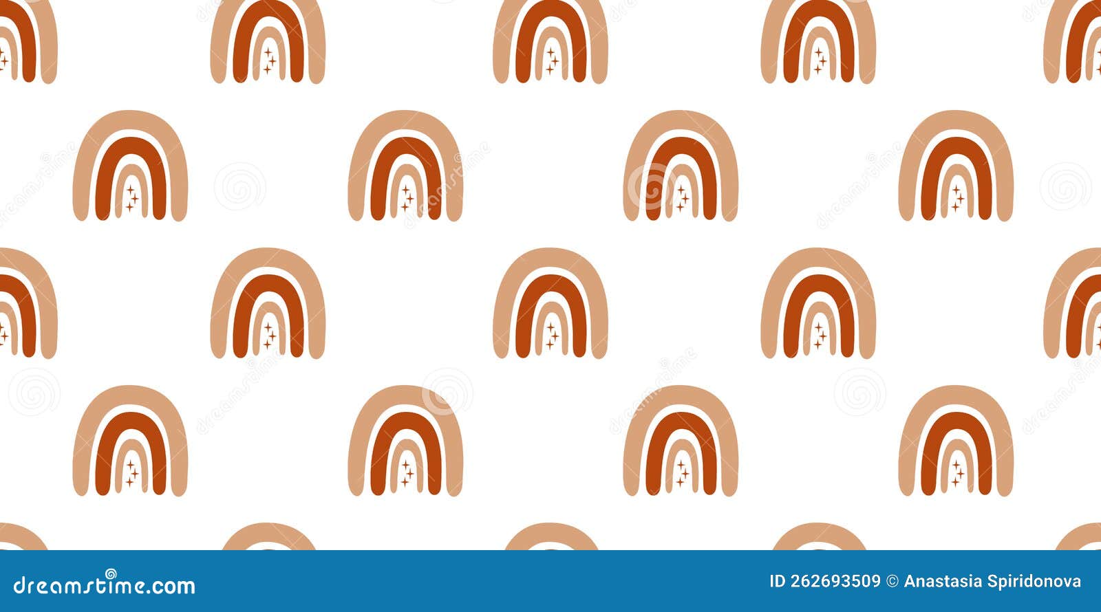 Vector Flat Hand Drawn Seamless Pattern with Cute Rainbows. Flat Vector ...